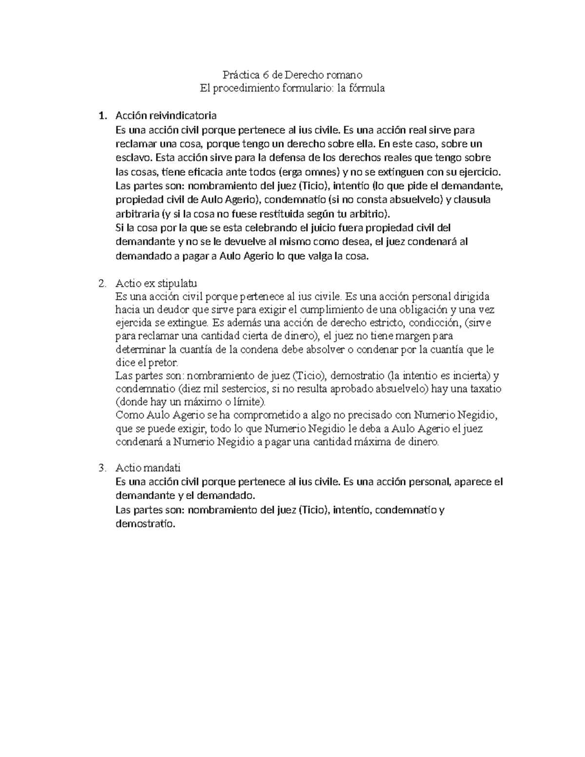 Práctica 6 de Derecho romano - Práctica 6 de Derecho romano El ...