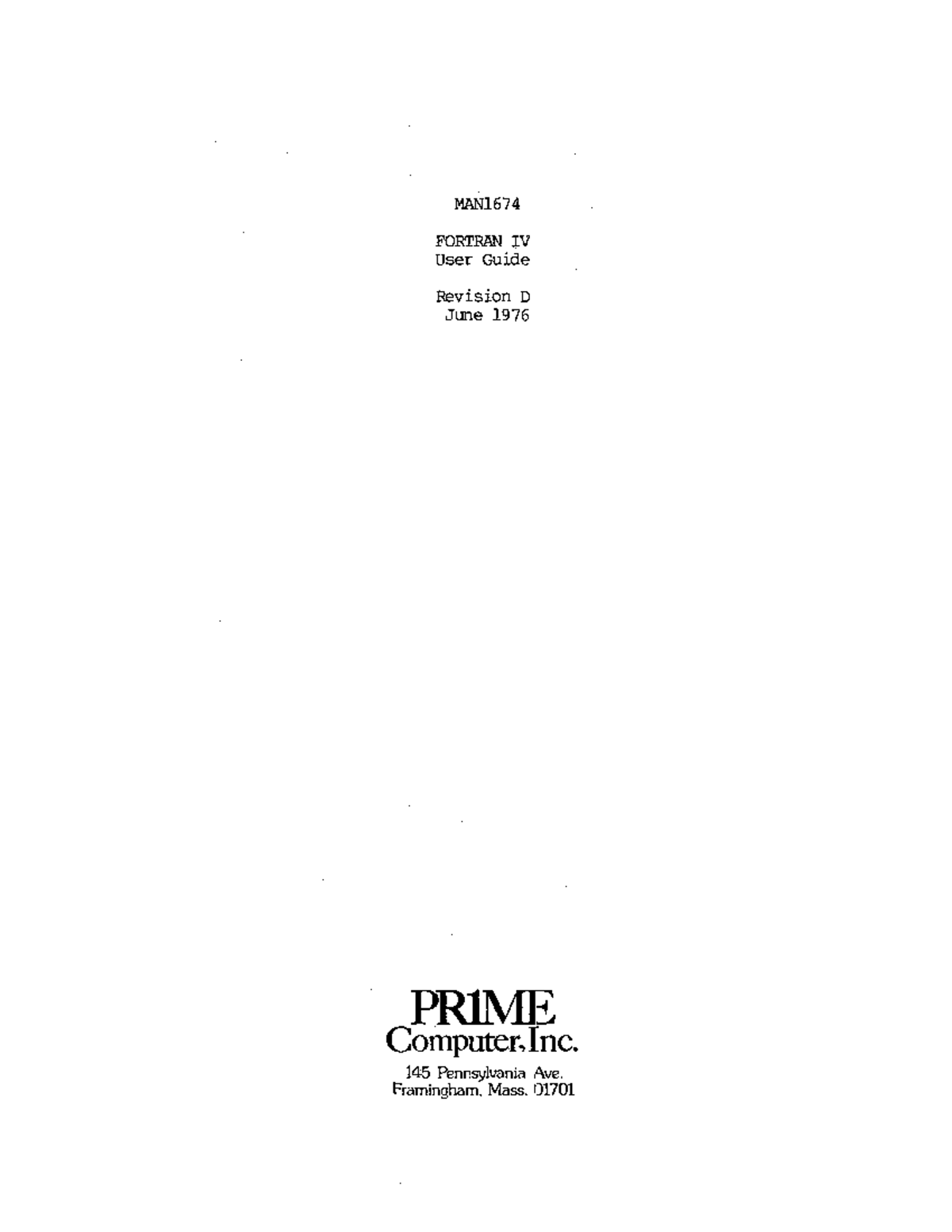 MAN1674 Fortran IV Jul76 - Computer Science - Studocu
