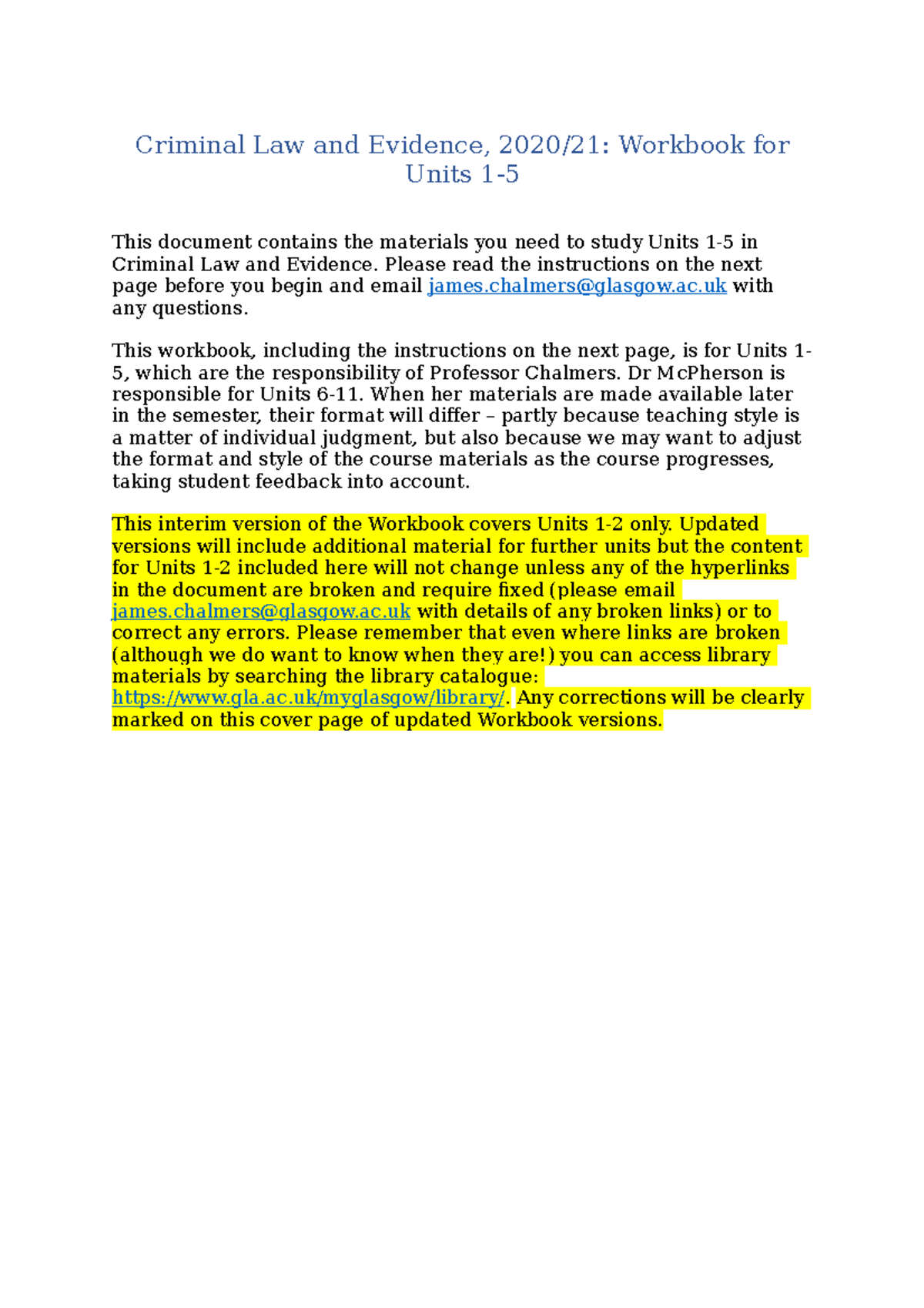 Workbook Unit (all lessons) - Criminal Law and Evidence, 2020/21 ...