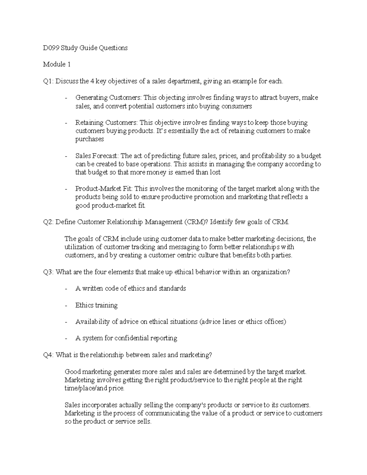 D099 Study Guide Questions Module 1 - 5 - D099 Study Guide Questions ...