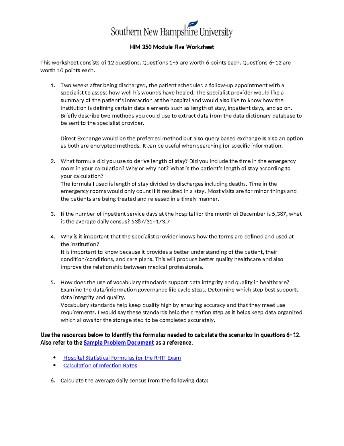 HIM 350 Module Five Worksheet Template - HIM 350 Module Five Worksheet ...