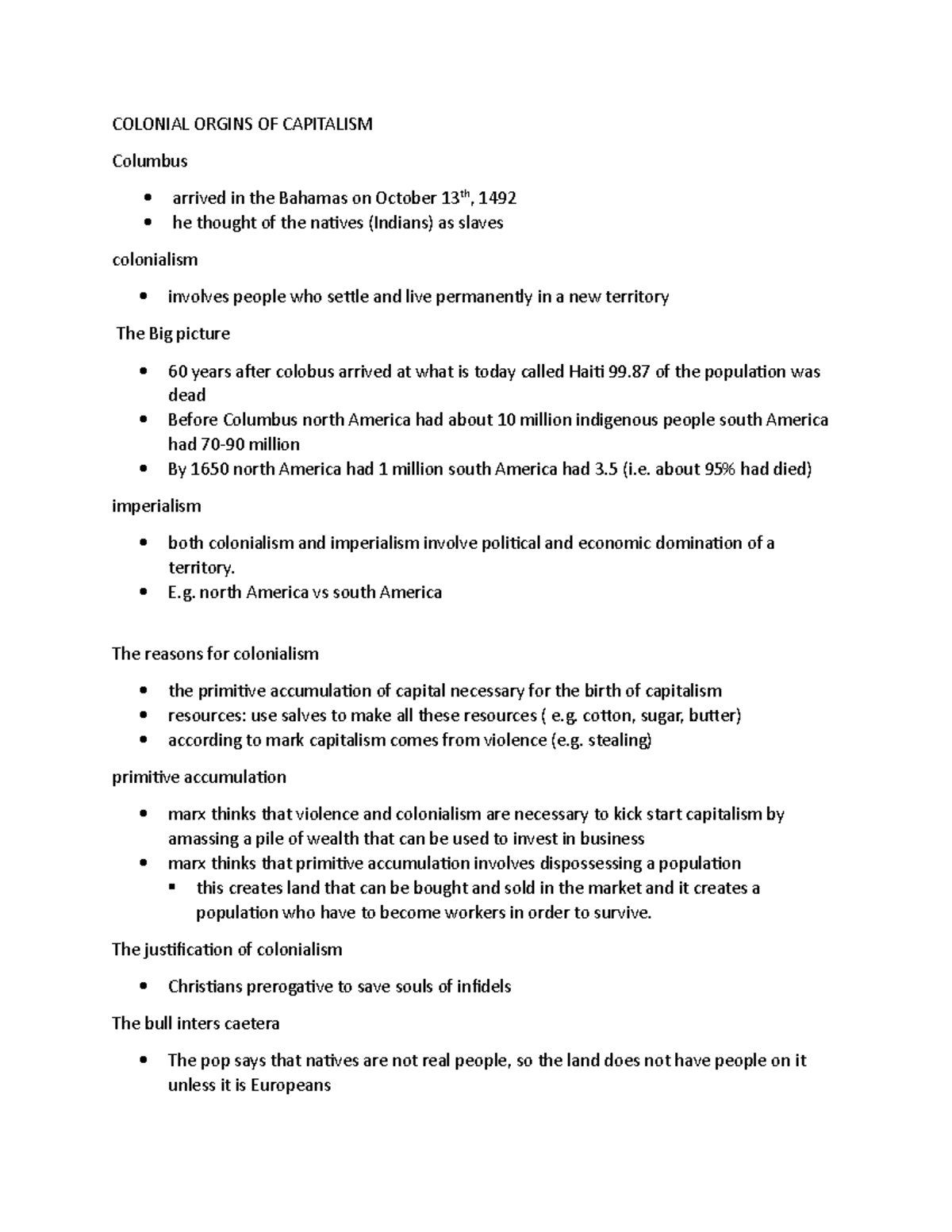 Colonial Orgins OF Capitalism - COLONIAL ORGINS OF CAPITALISM Columbus ...