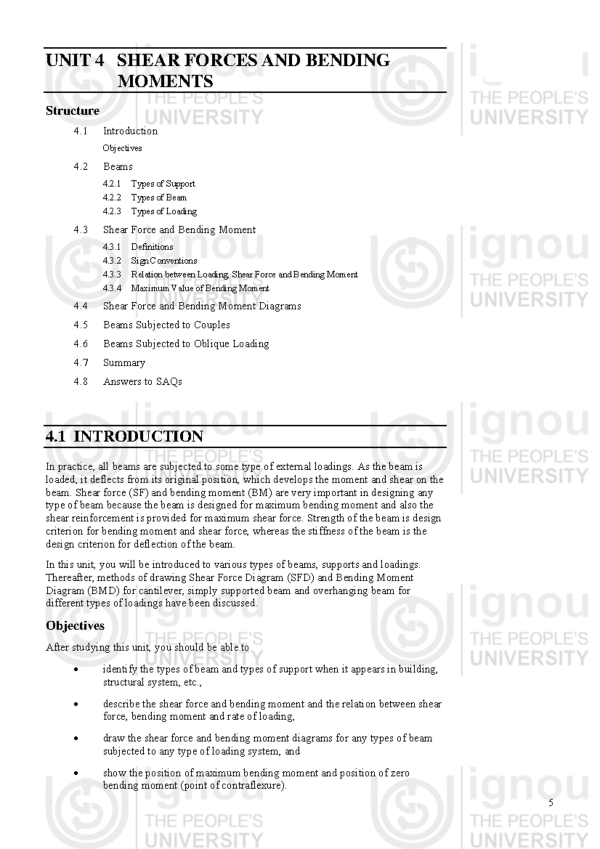Unit-4 - Shear Forces and UNIT 4 SHEAR FORCES AND BENDING Bending ...
