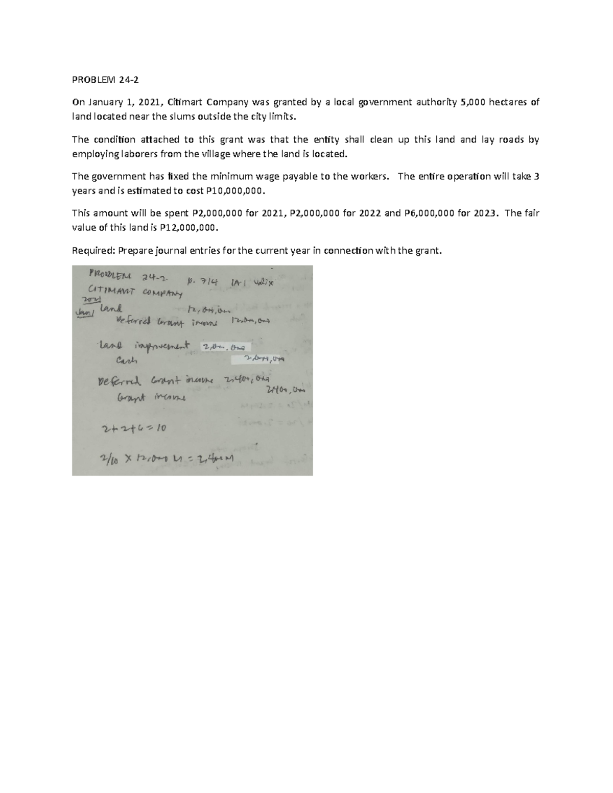 Citimart Company (Government Grant Problem Solving) - PROBLEM 24- On ...