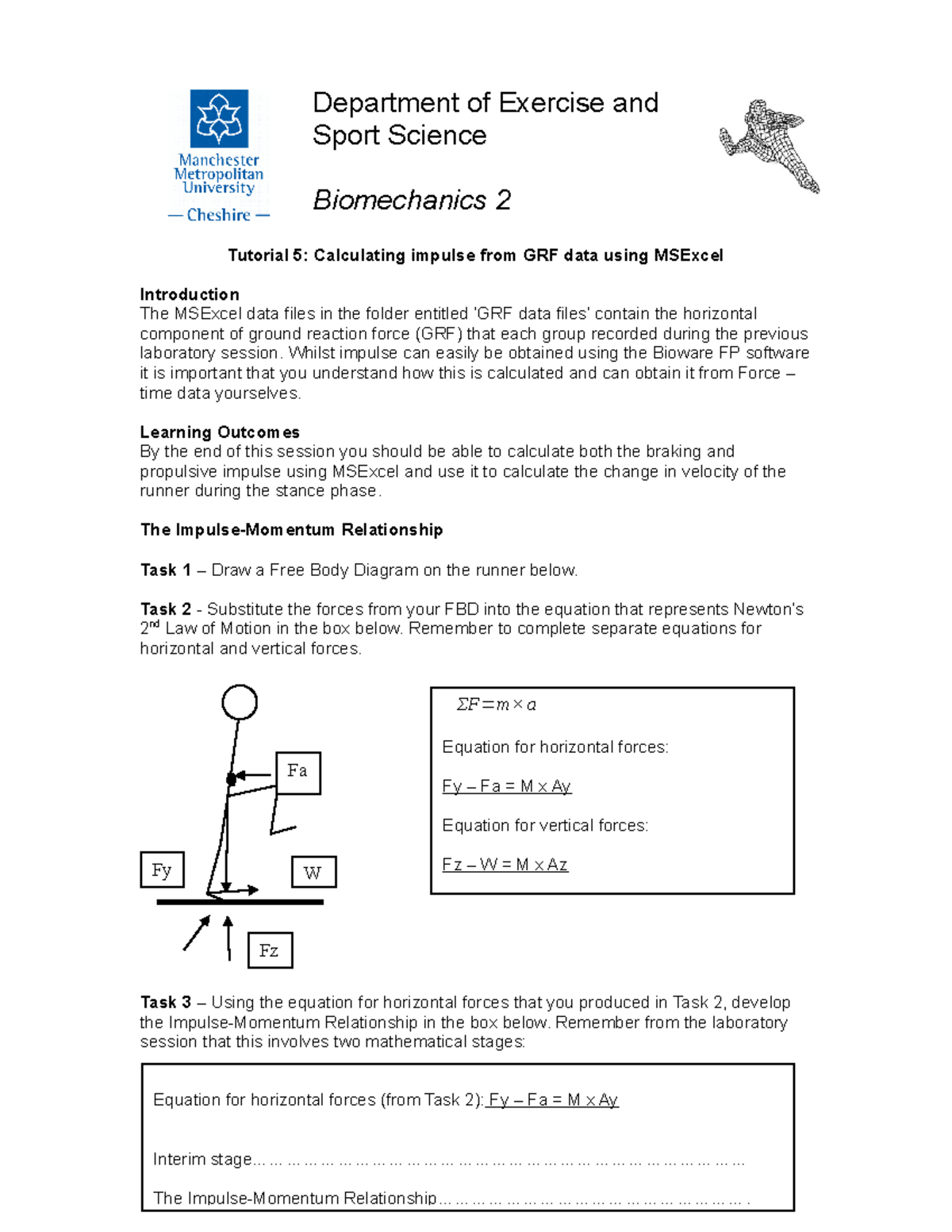 Tutorial work - 5 - Department of Exercise and Sport Science ...
