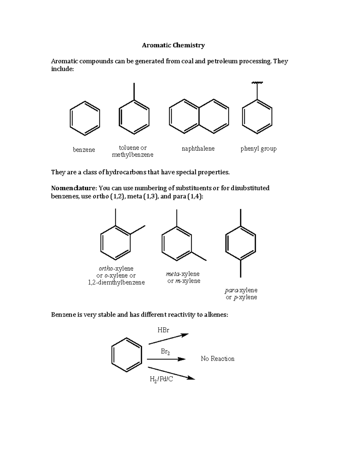 Aromatics summary - Aromatic Chemistry - Studocu