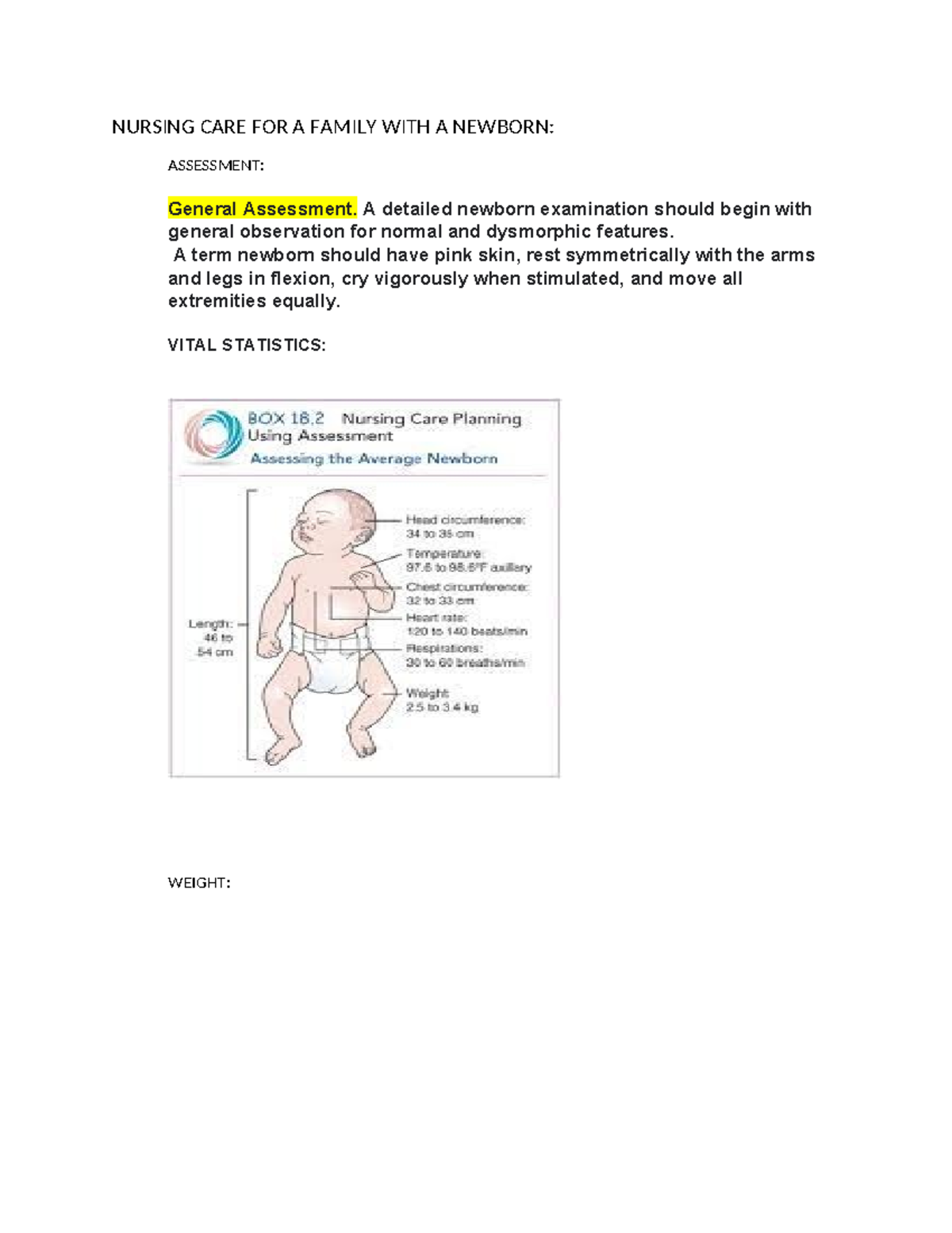 Newborn- Assessment - NURSING CARE FOR A FAMILY WITH A NEWBORN ...