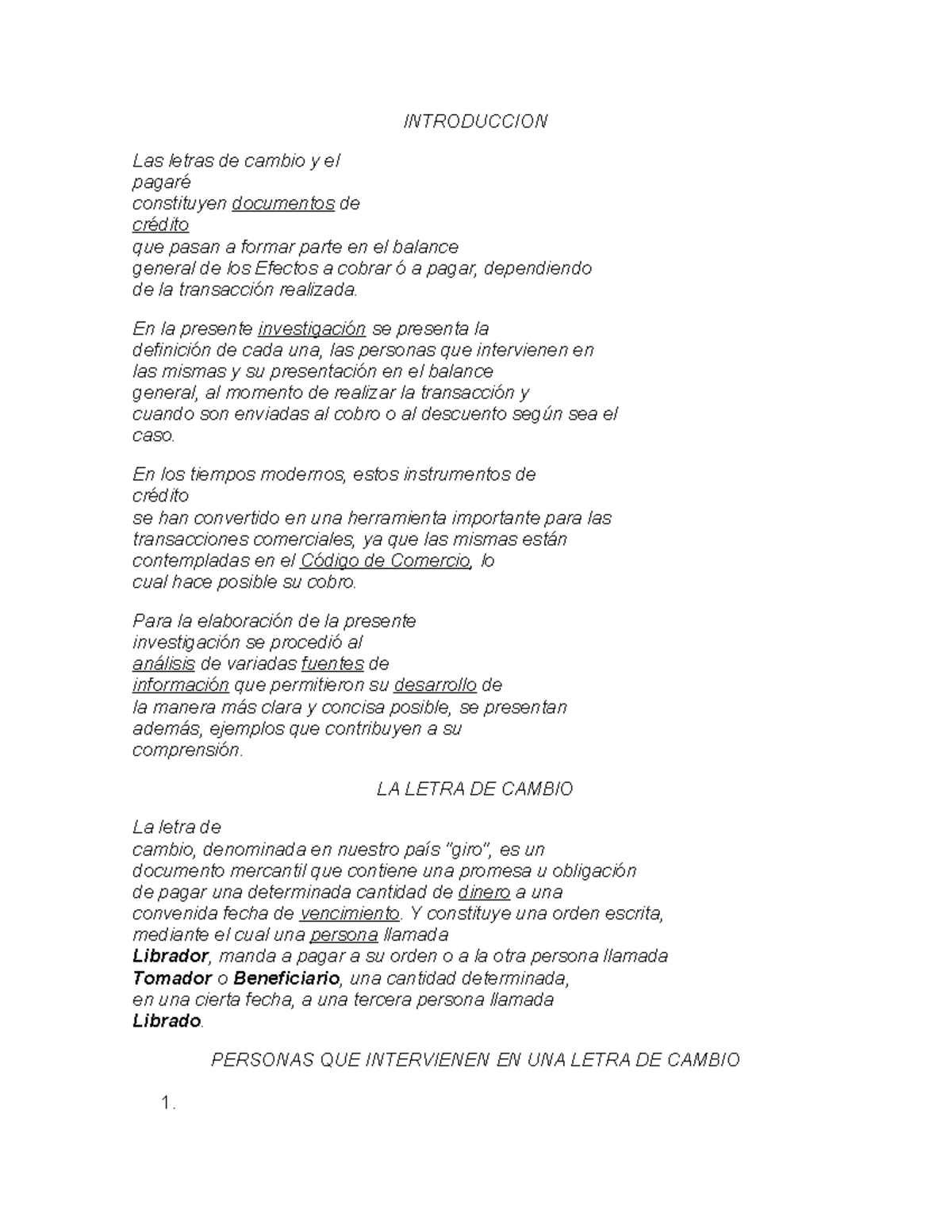 Letra - INTRODUCCION Las letras de cambio y el pagaré constituyen ...