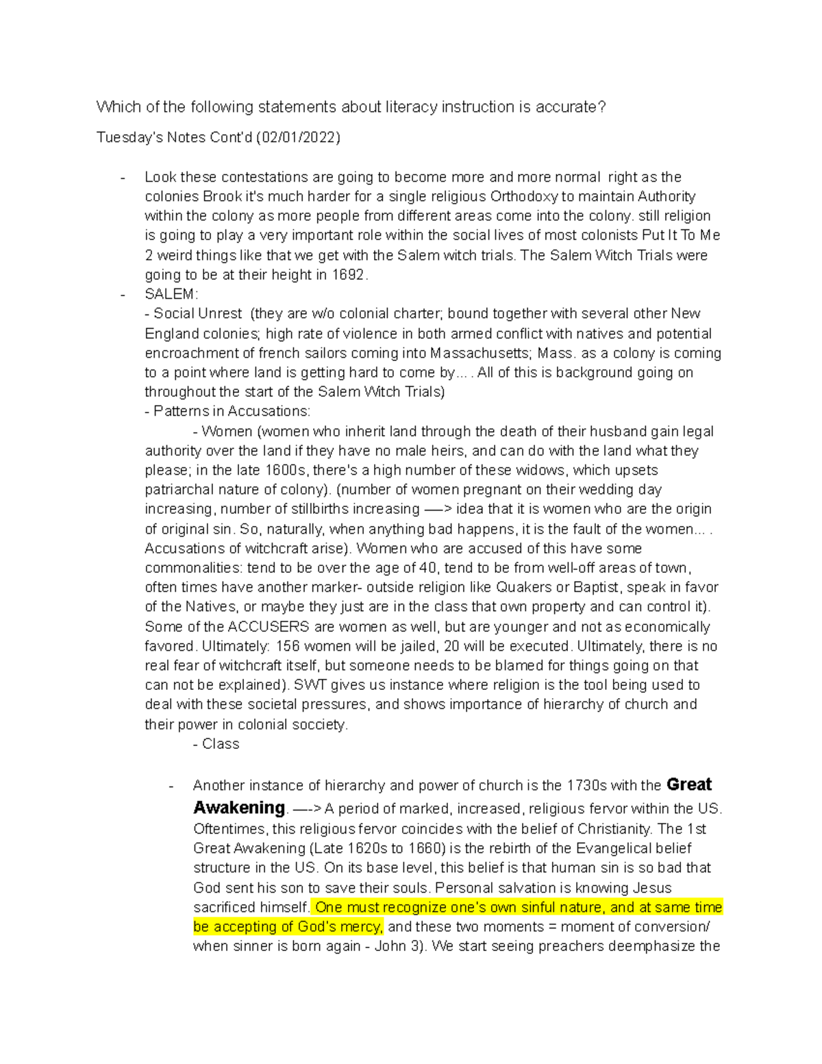 HIST 2111 Notes Part 1 Alexa Edwards - Which of the following ...