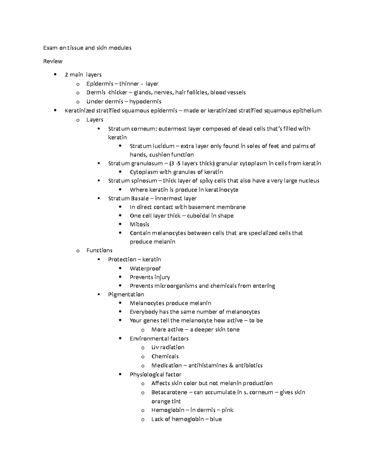 A^0P notes - lecture material covered includes tissue and layers of the ...
