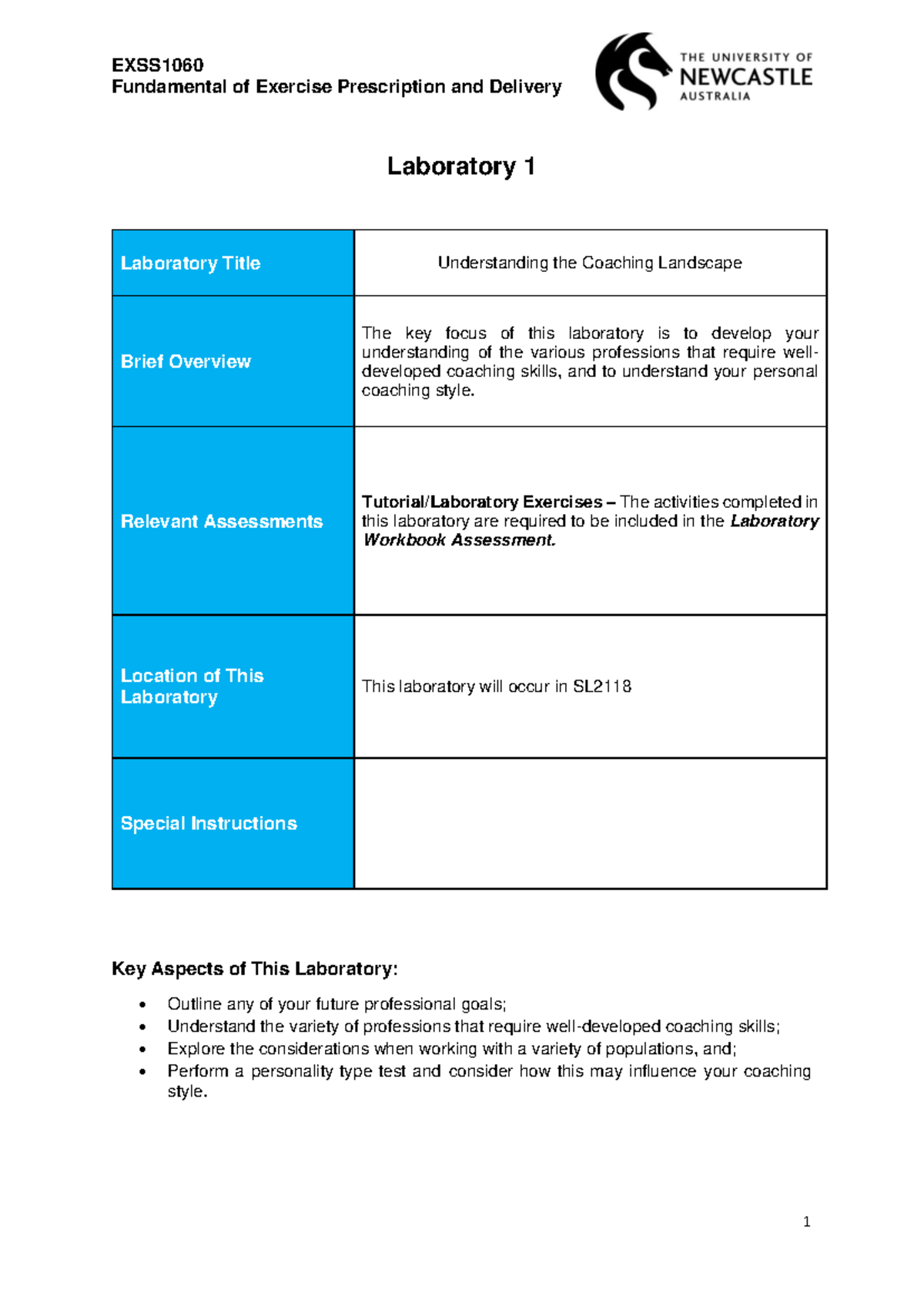 Lab 1 Worksheet - Notes from week 1 lab - Fundamental of Exercise ...