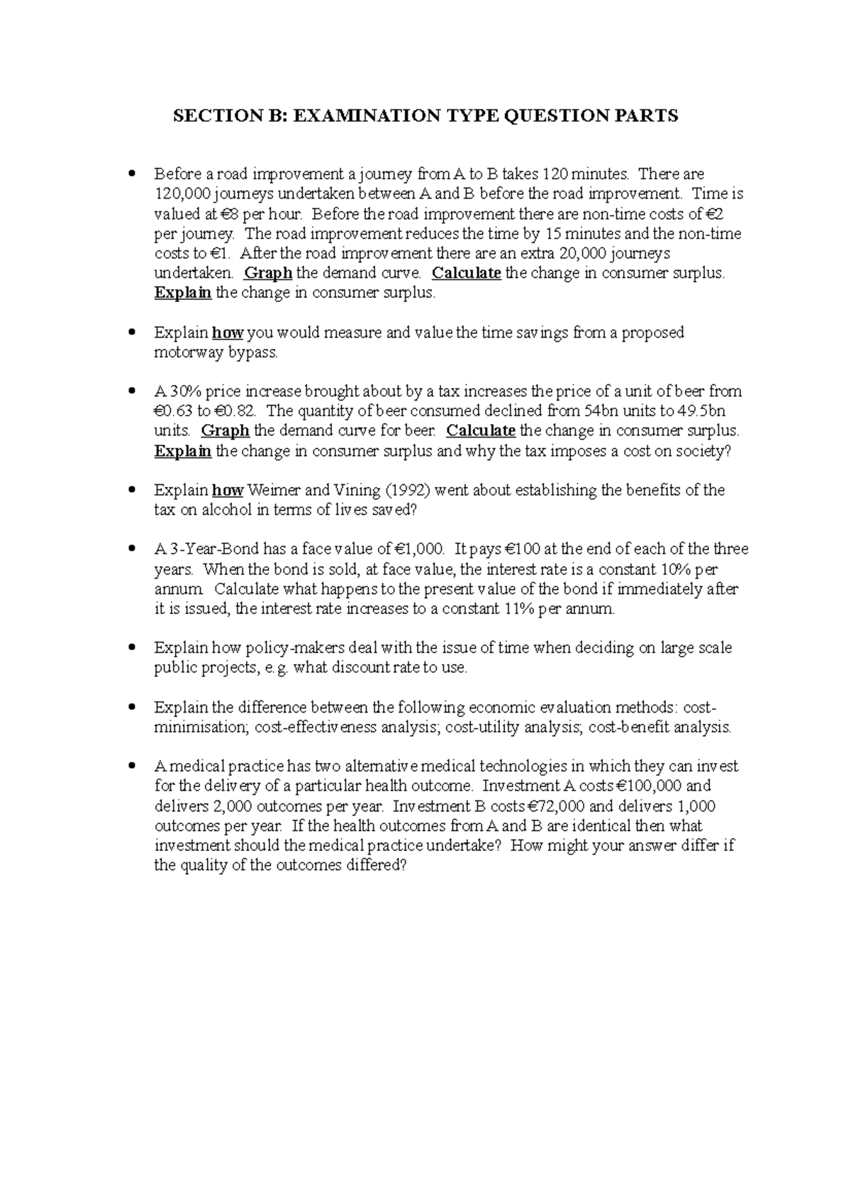 Exam- Section B Sample Questions - SECTION B: EXAMINATION TYPE QUESTION ...