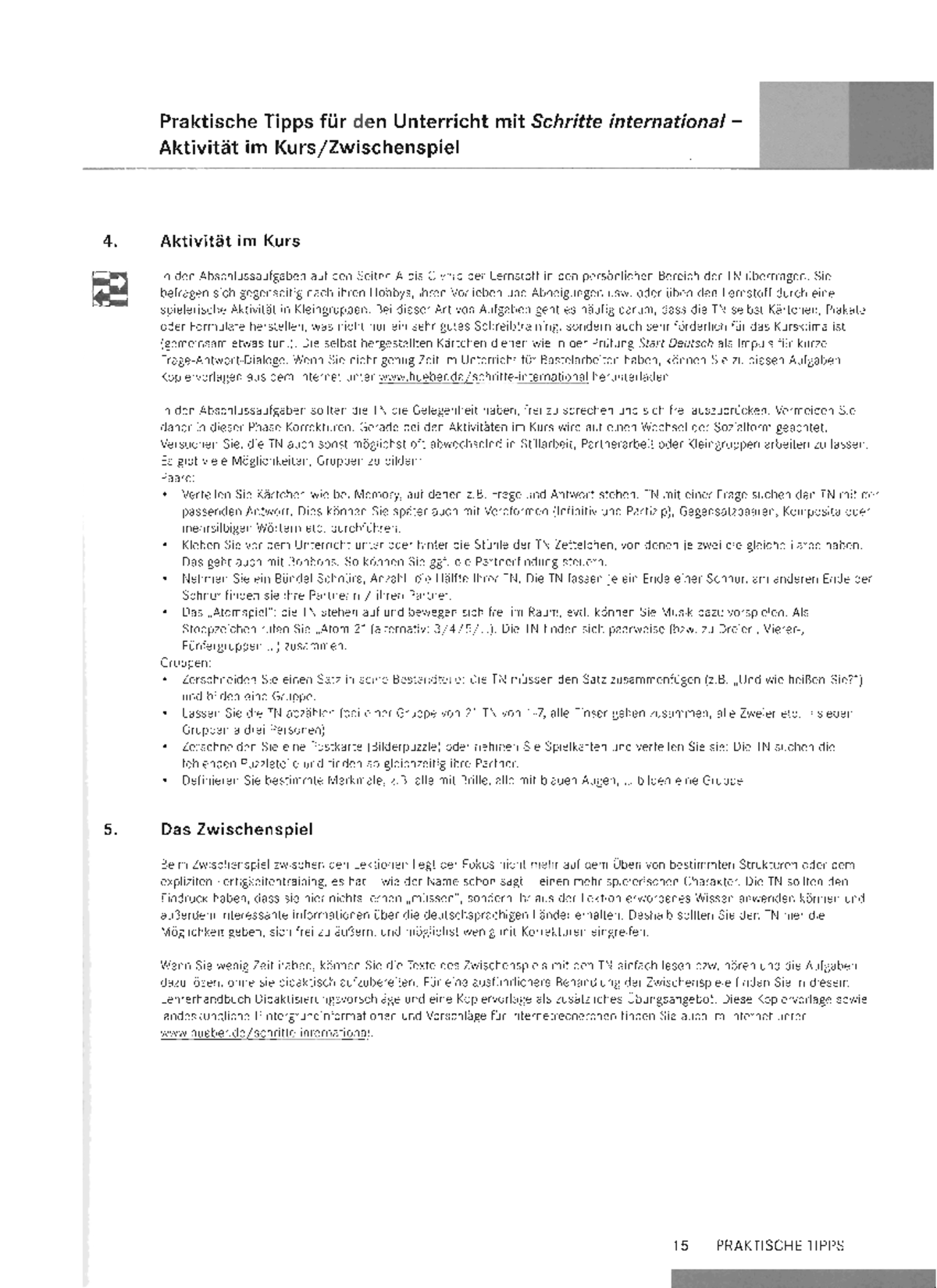 Schritte International 1 Lehrerhandbuch-15 - Praktische Tipps für den ...