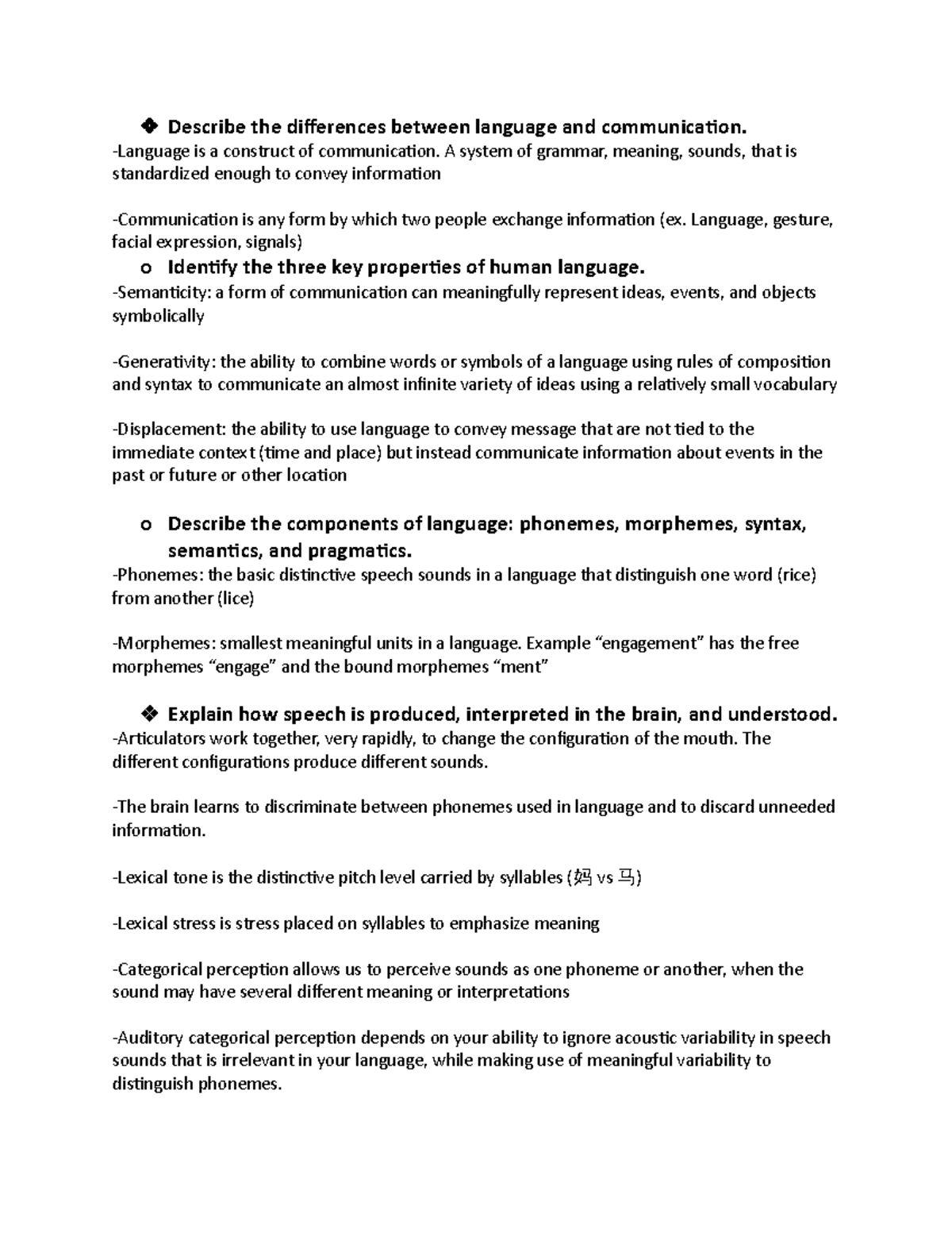 Week 12 Language - Describe the differences between language and ...