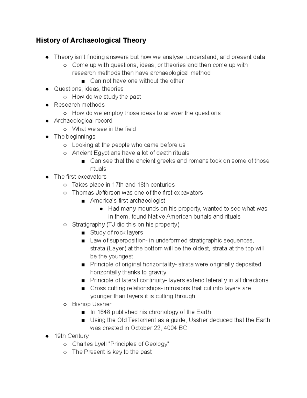 History of Arch Theory - Instructor Heyward - History of Archaeological ...