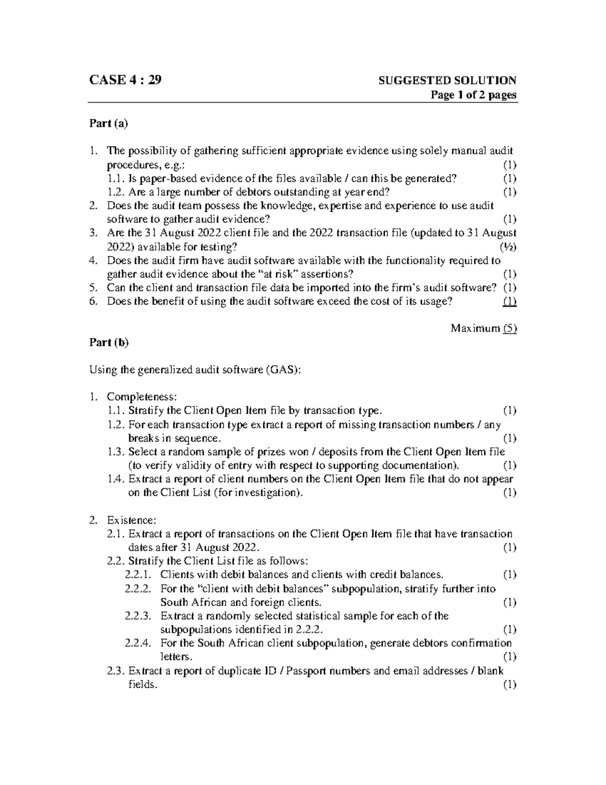 4-29 Solution-2 - solution - CASE 4 : 29 SUGGESTED SOLUTION Page 1 of 2 ...