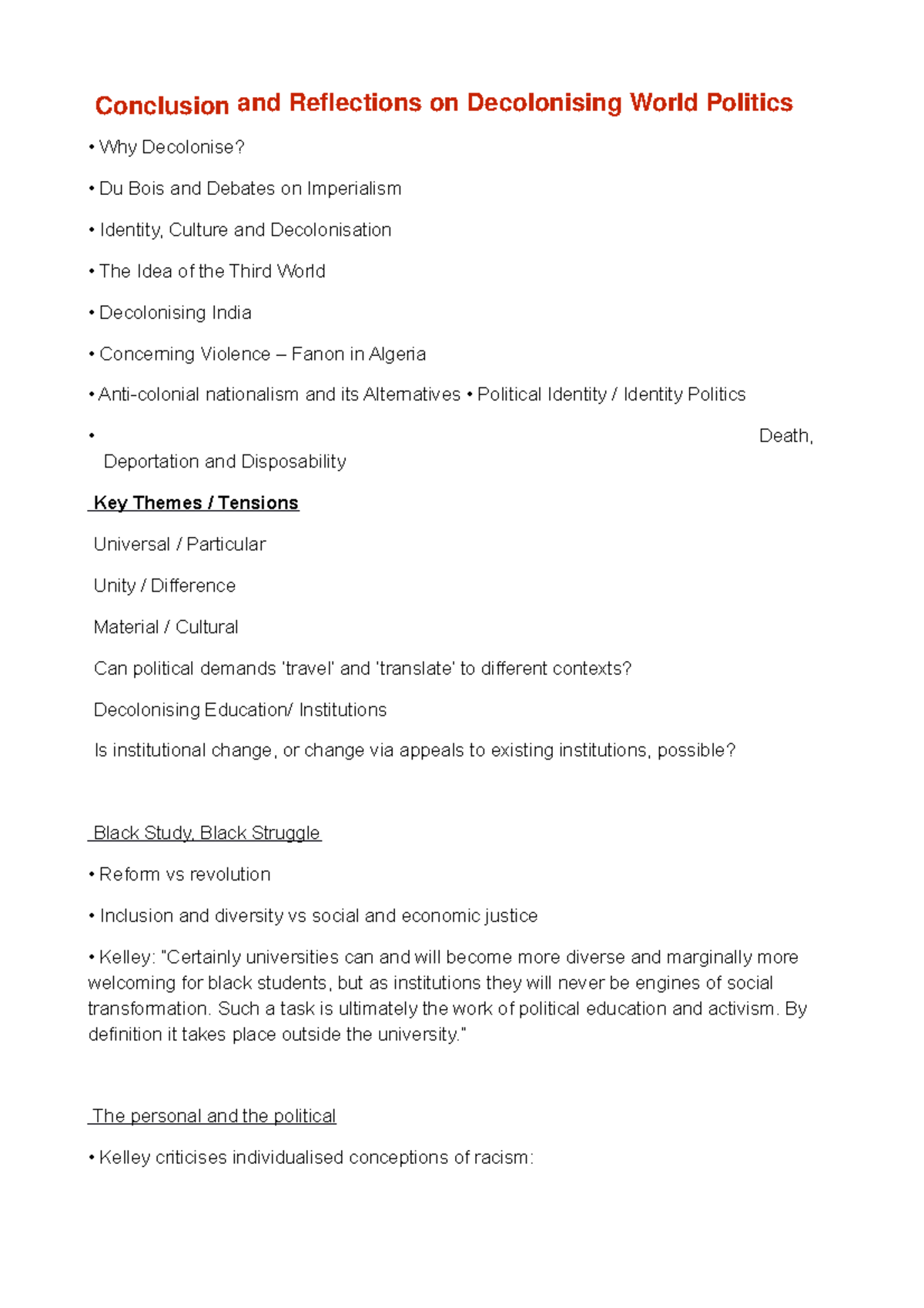 Conclusion and Reflections on Decolonising World Politics - Such a task ...