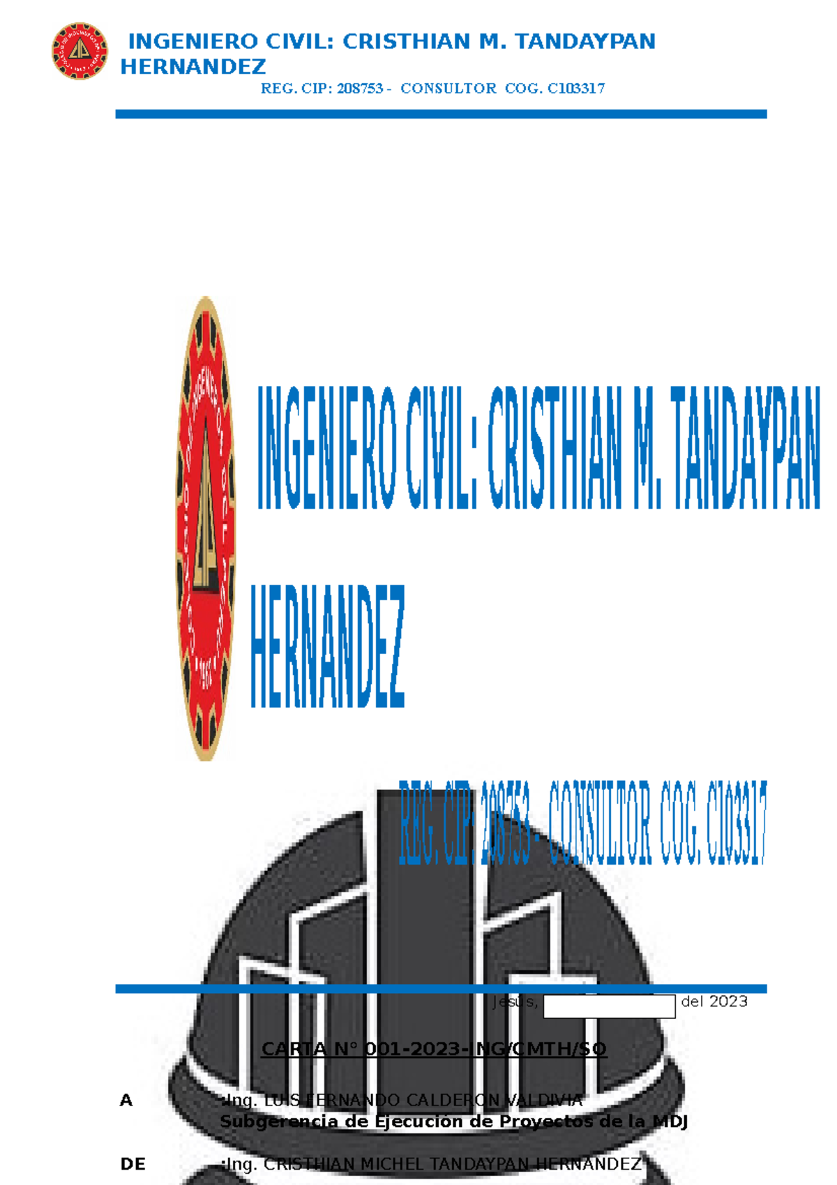 Carta 01 - Alcanza Valorizacion N° 02 - ARCO OK - HERNANDEZ REG. CIP ...