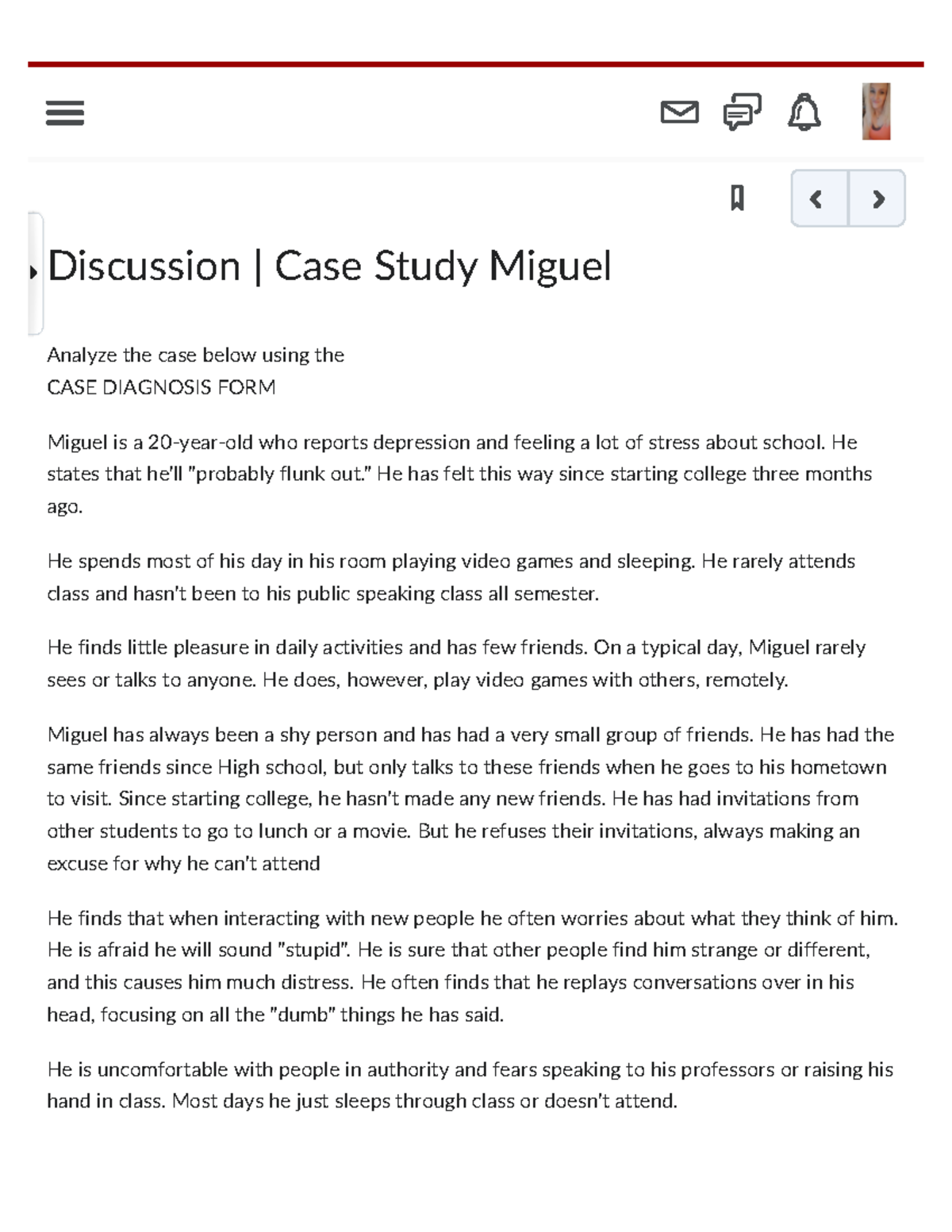 Discussion Case Study Miguel - 23.SU.PSY - Discussion | Case Study Miguel Analyze the case below ...