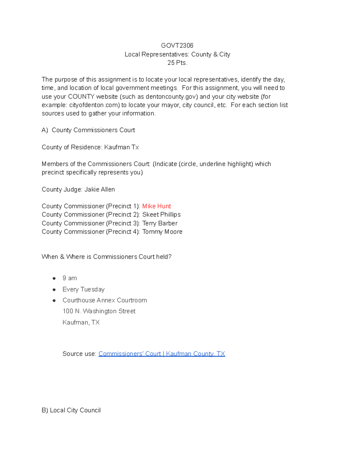 Who Are Your Local Representatives - GOVT Local Representatives: County ...