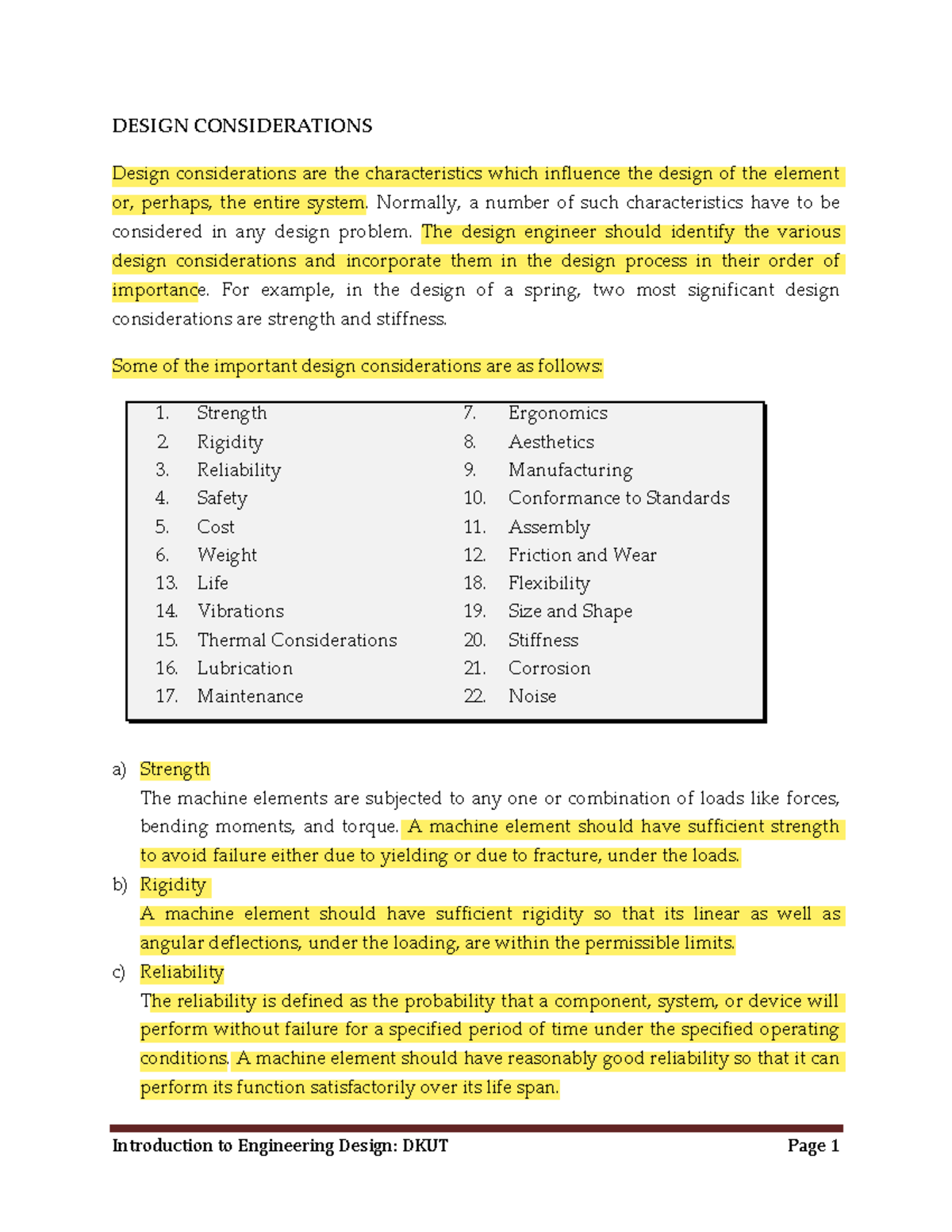 02 Design Considerations 1 - Introduction to Engineering Design: DKUT ...