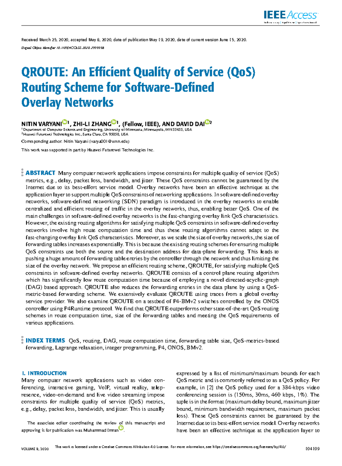 Qroute An Efficient Quality Of Service Qo S Routing Scheme For Software Defined Overlay Networks
