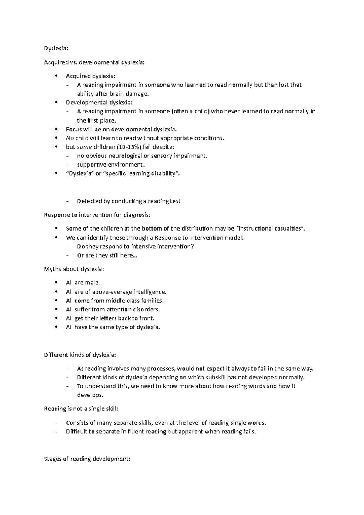 Beggining Lecture and Tutorial notes for Dyslexia - Dyslexia: Acquired ...