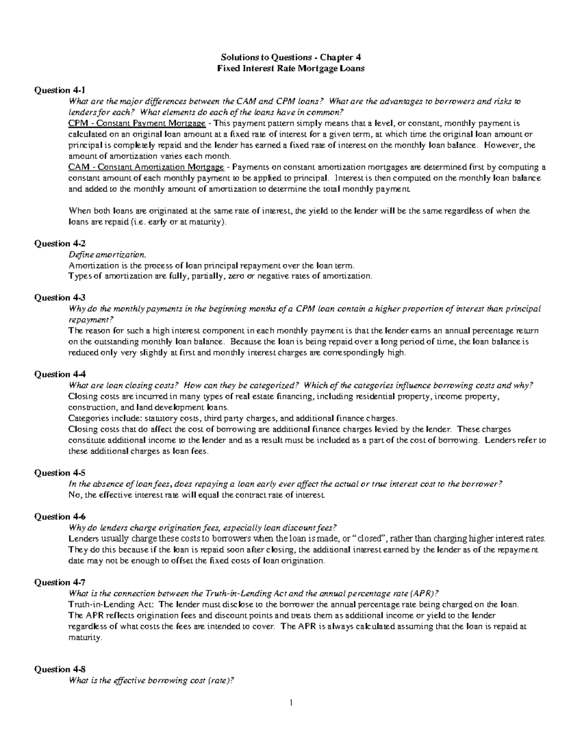 Chapter 4 - Practice economics and real estate - Solutions to Questions ...