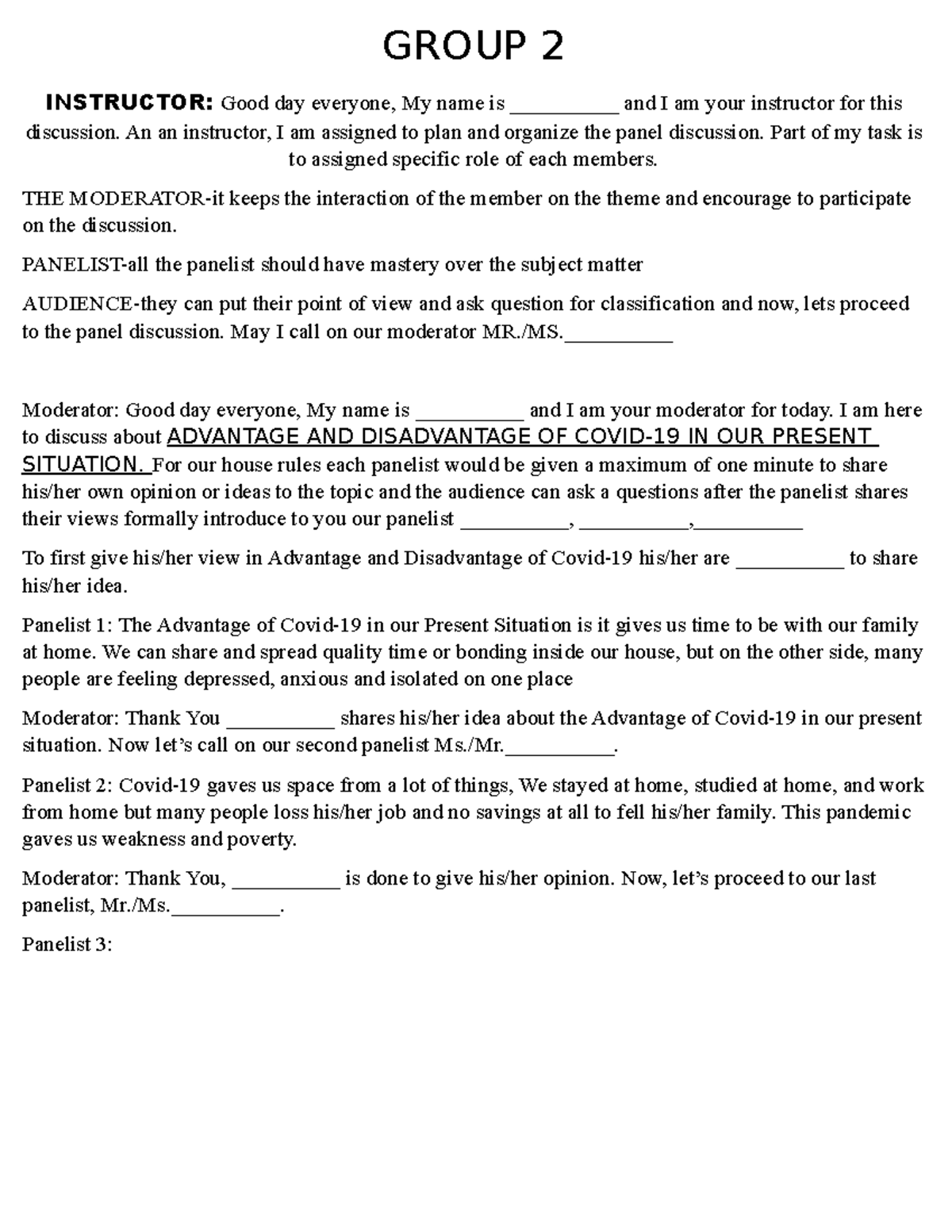 Group 2 - skdncsncc - GROUP 2 INSTRUCTOR: Good day everyone, My name is ...