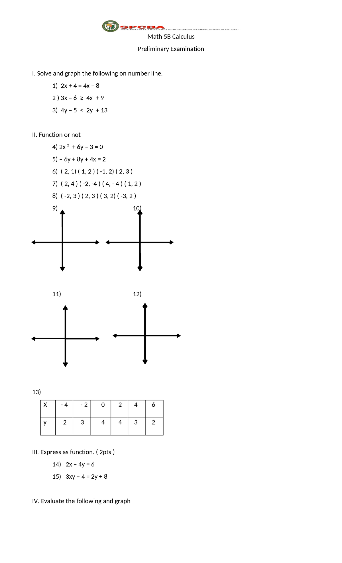 Math 5B Calculus - math - Math 5B Calculus Preliminary Examination I ...