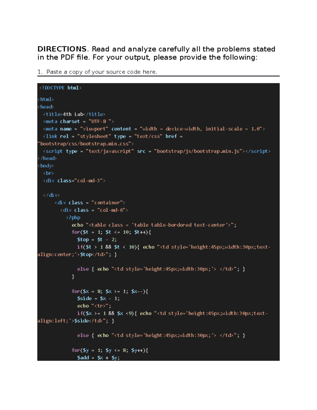 Lab Activity 4 PART 3 Output 702 - DIRECTIONS. Read and analyze carefully all the problems ...