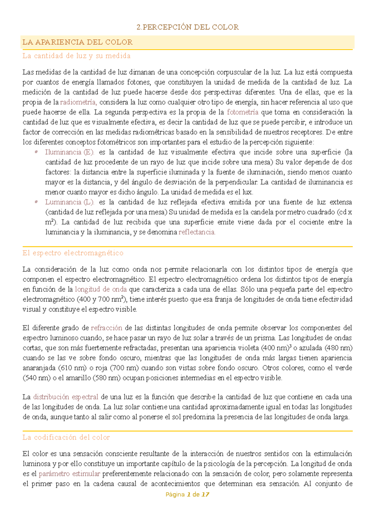 Tema 2 Percepción del color - 2ÓN DEL COLOR LA APARIENCIA DEL COLOR La ...