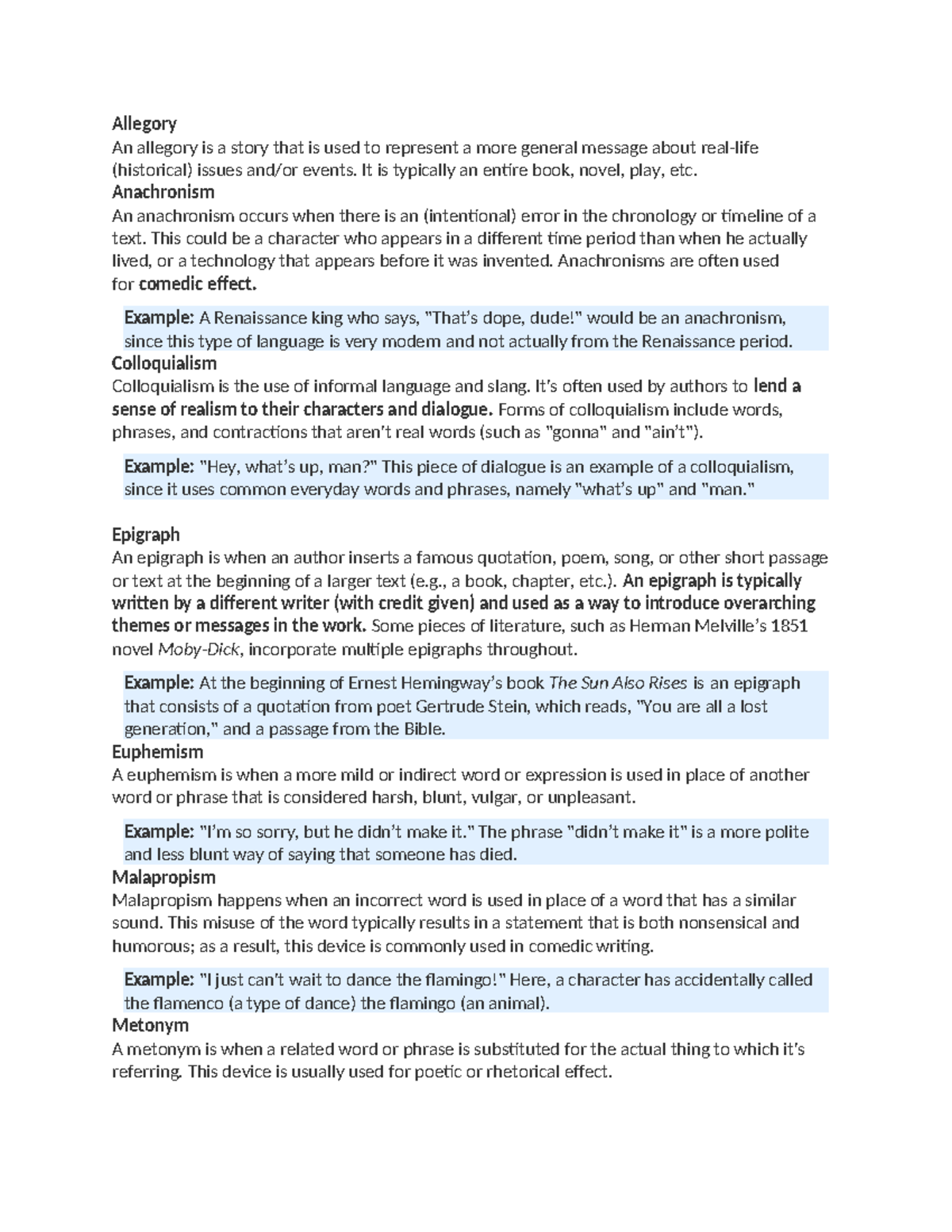 Literary devices 2 - Allegory An allegory is a story that is used to ...