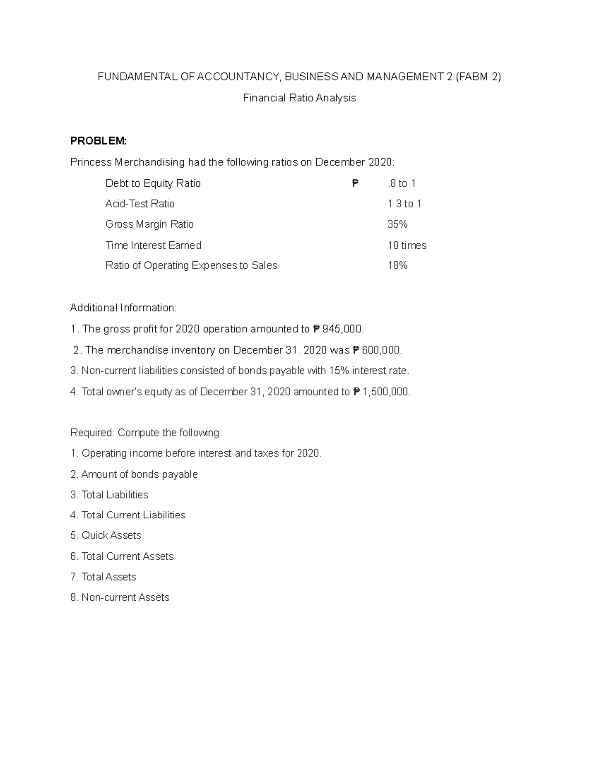 FABM 2 Financial Ratio Analysis - FUNDAMENTAL OF ACCOUNTANCY, BUSINESS ...