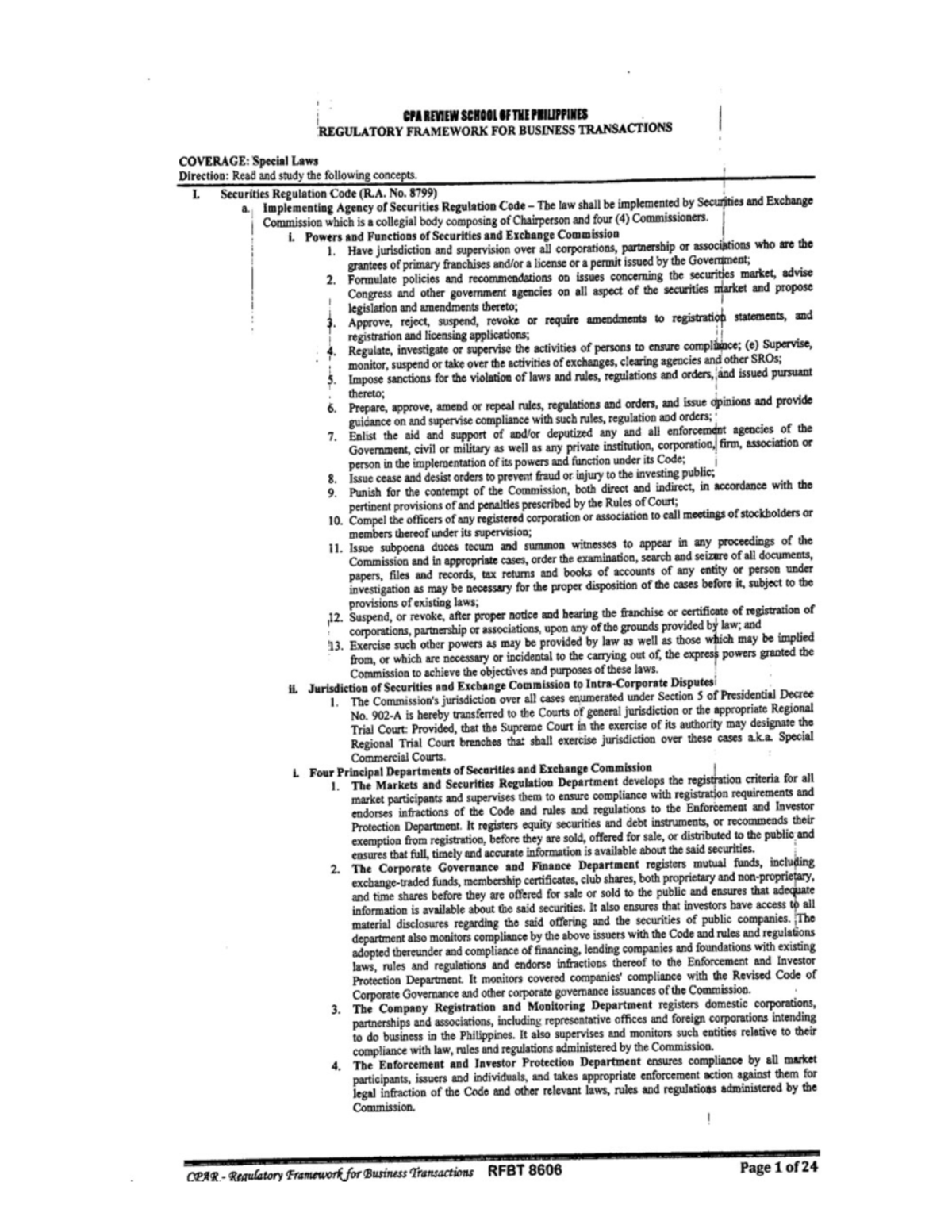 RFBT 8606 - Special Laws - BS in Accountancy - Studocu