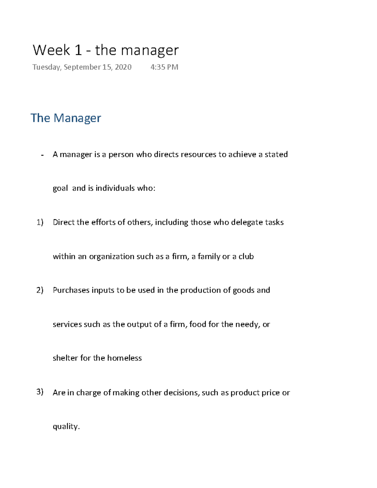 Week 1 The Manager Lecture Notes 1 Warning Tt Undefined