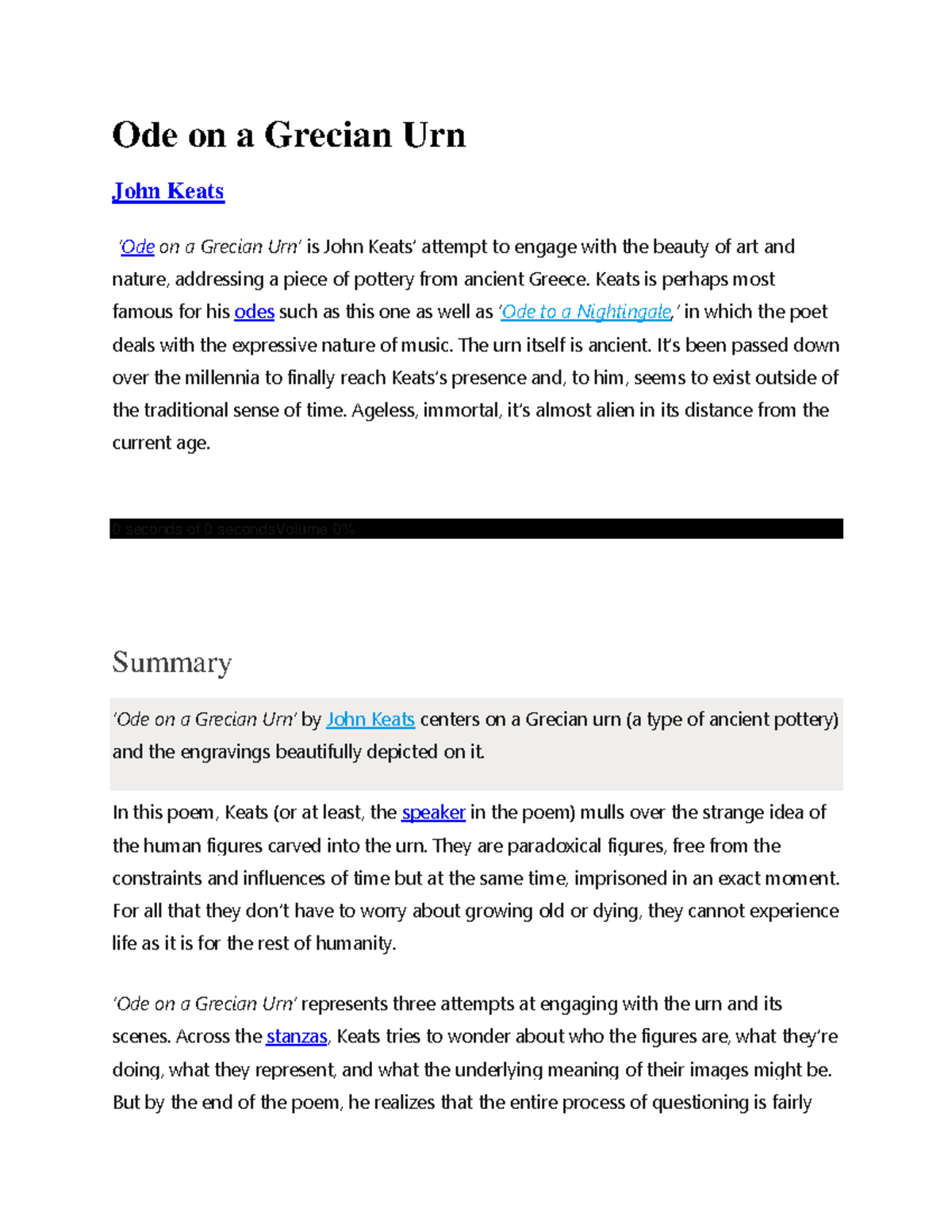 Ode on a Grecian Urn - Ode on a Grecian Urn John Keats ‘Ode on a ...