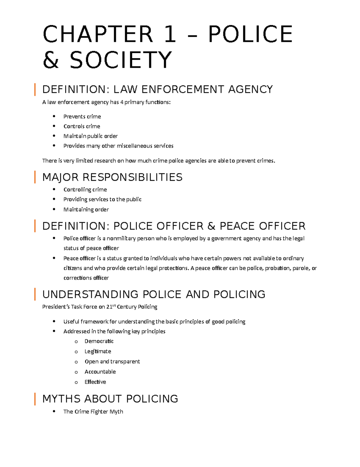 Chapter 1 Police And Society CHAPTER 1 POLICE SOCIETY