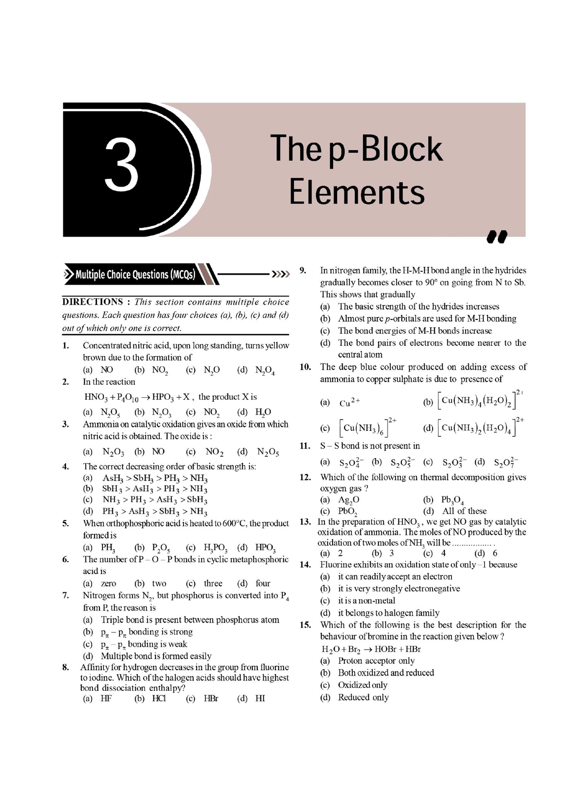 3. The p-Block Elements - Chemistry - Studocu