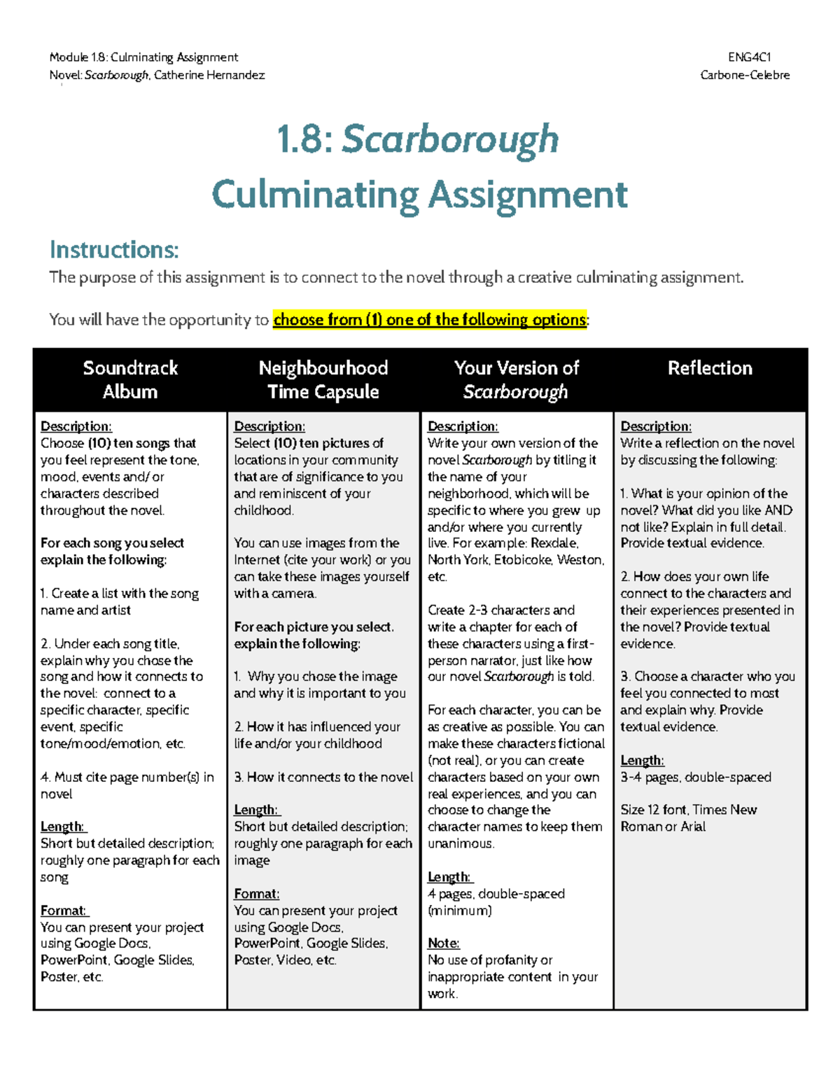 1.8 Scarborough Culminating Assignment - Module 1: Culminating ...