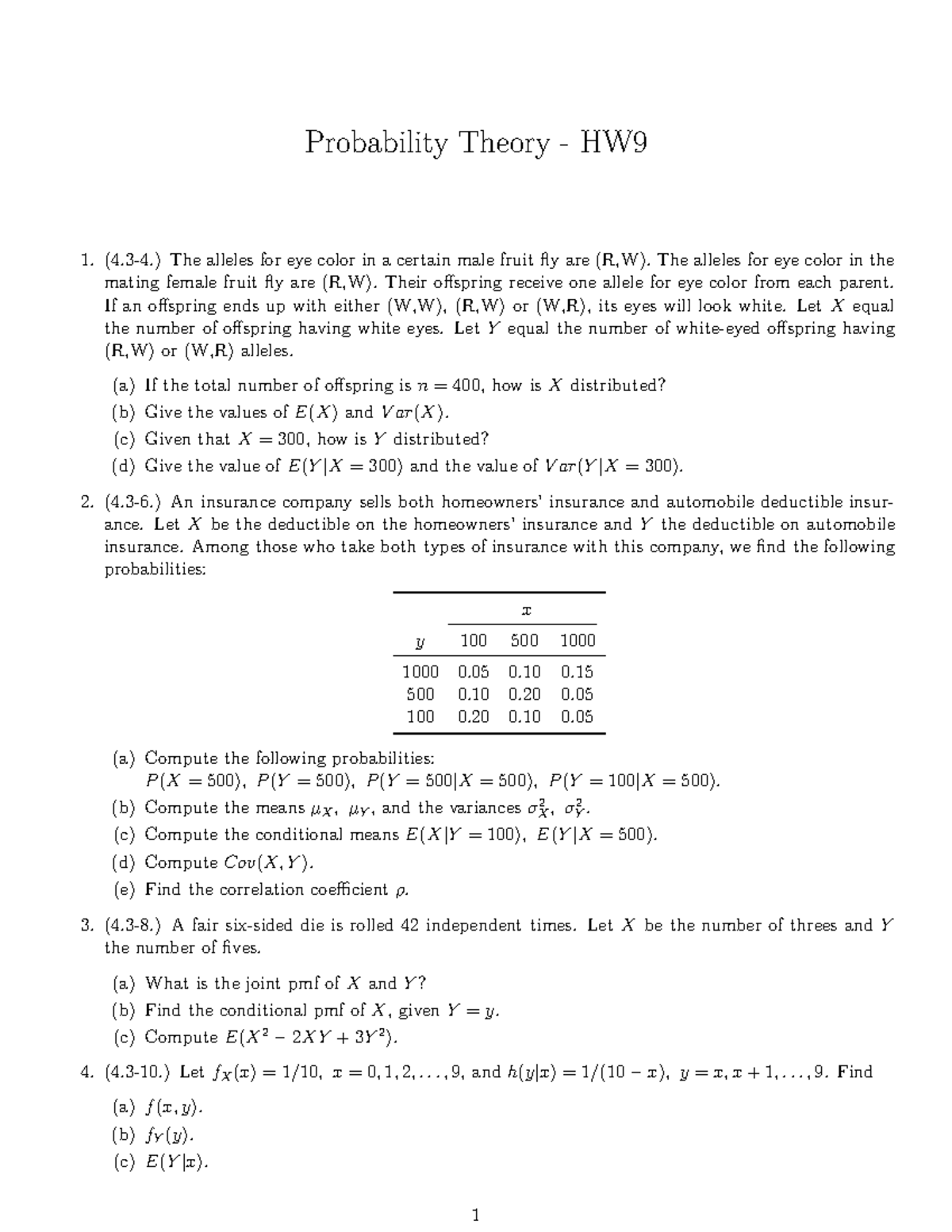 HW9 - it is a homework of probability - Probability Theory - HW (4-4 ...