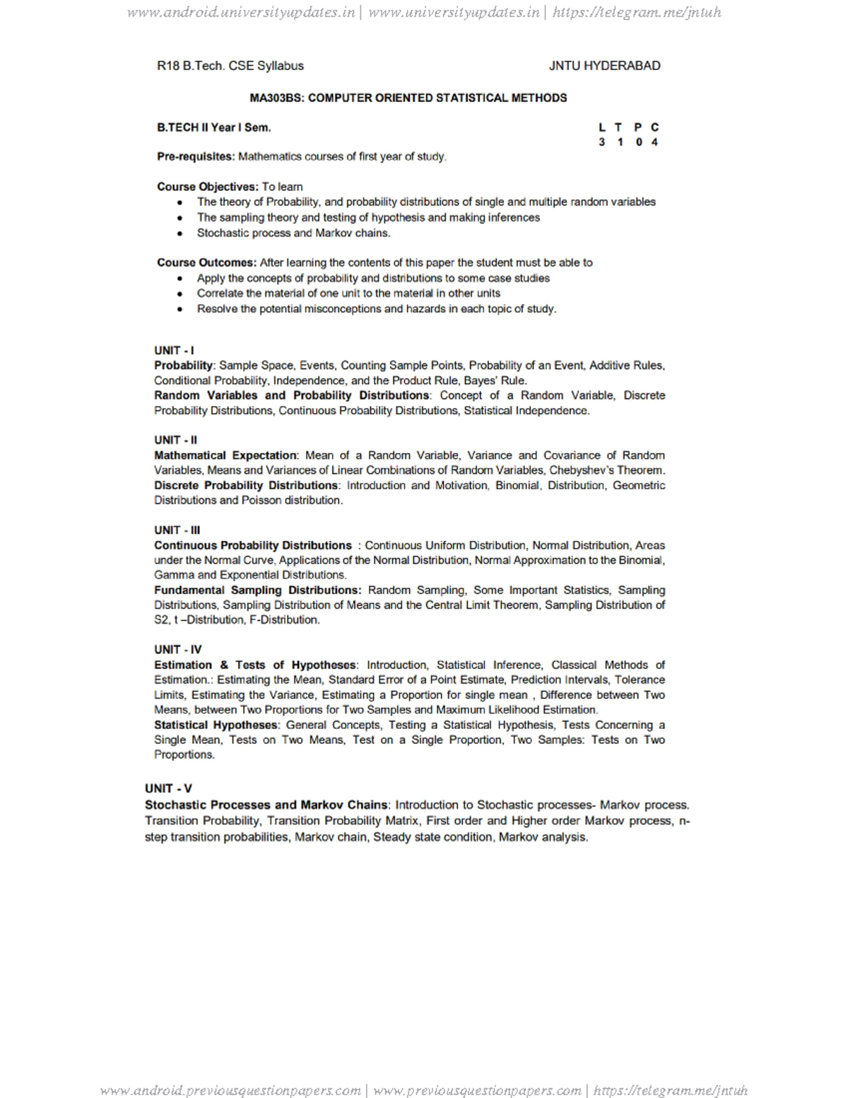Jntuh cosm notes all units - Dept of CSE MA303BS-Computer Oriented ...