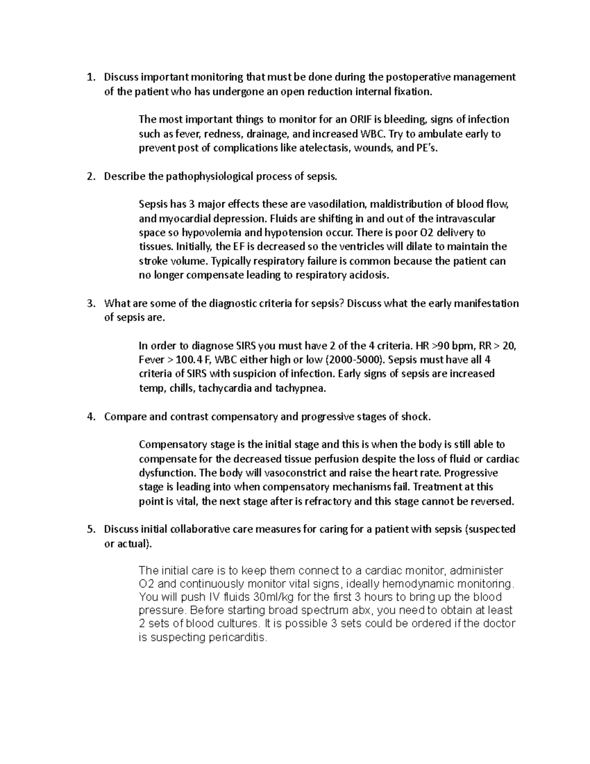 SIM Assignment #1 - Sim #1 - Discuss important monitoring that must be ...