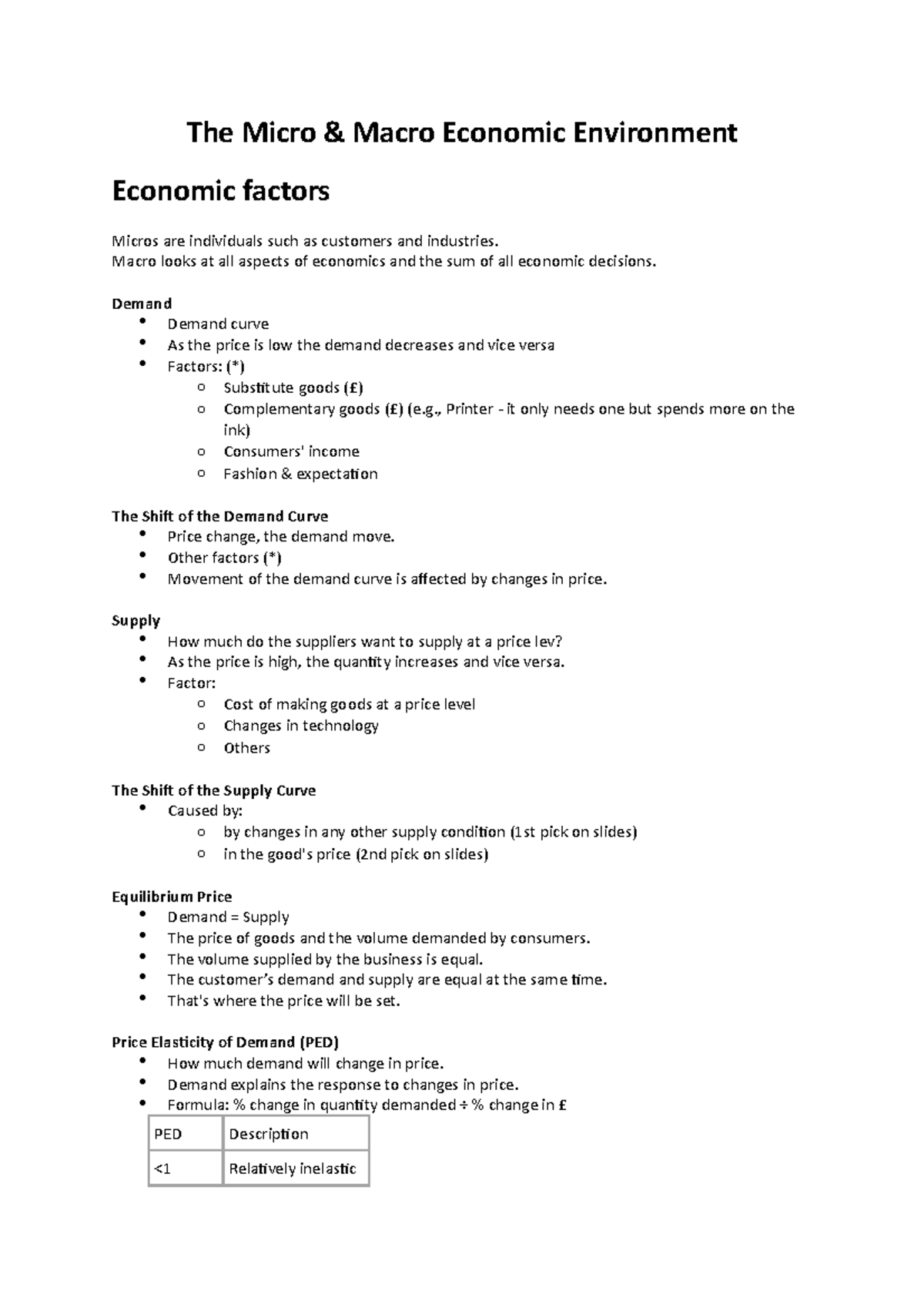 The Micro and Macro Economic Environment - The Micro & Macro Economic ...