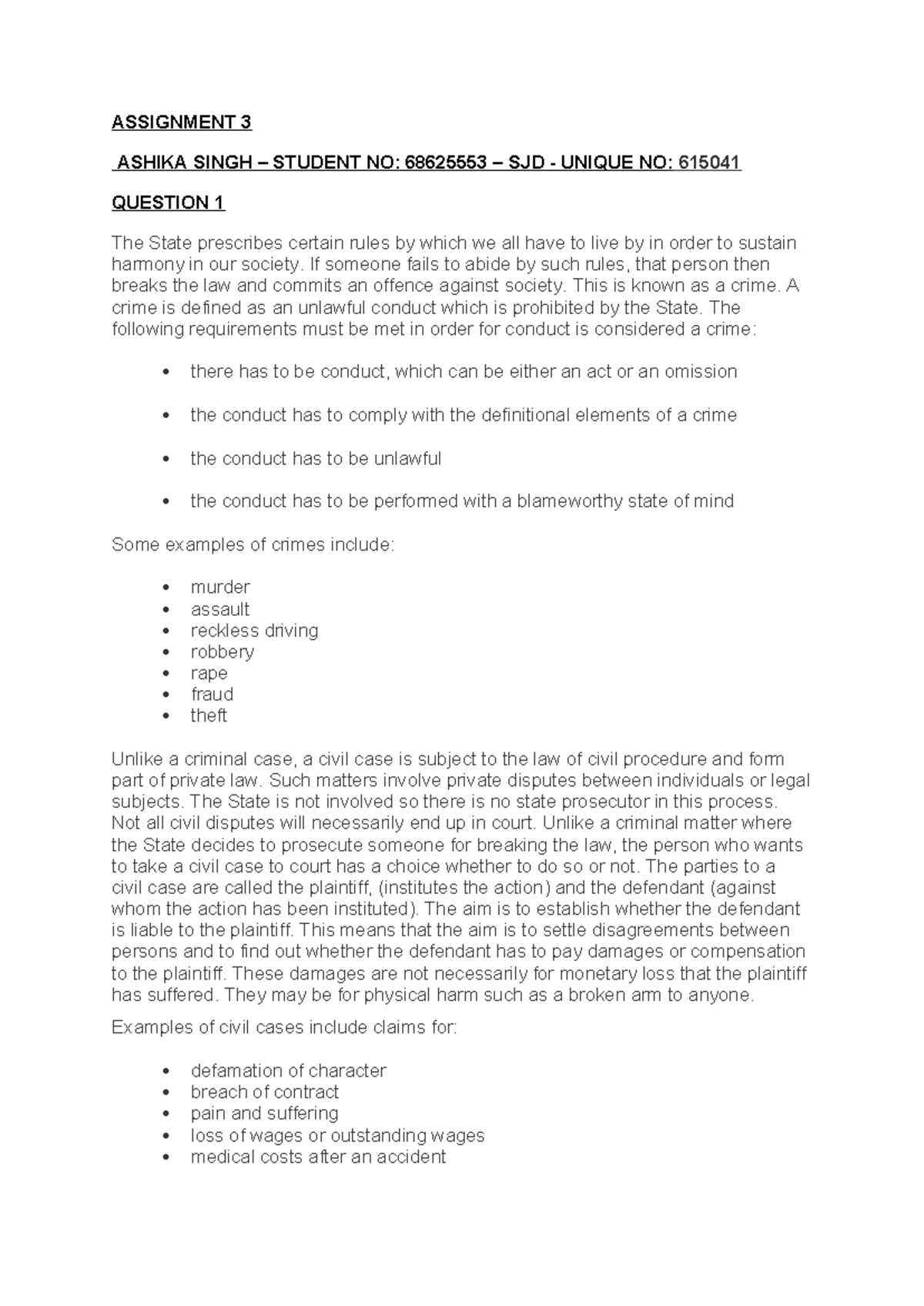 SJD Assignment 3 - 6 April - ASSIGNMENT 3 ASHIKA SINGH – STUDENT NO ...