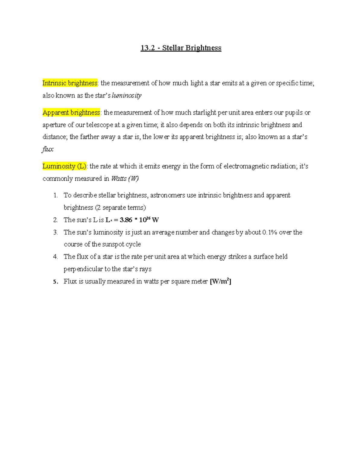 Chpr 13 part 2 - lecture notes from textbook - 13 - Stellar Brightness ...