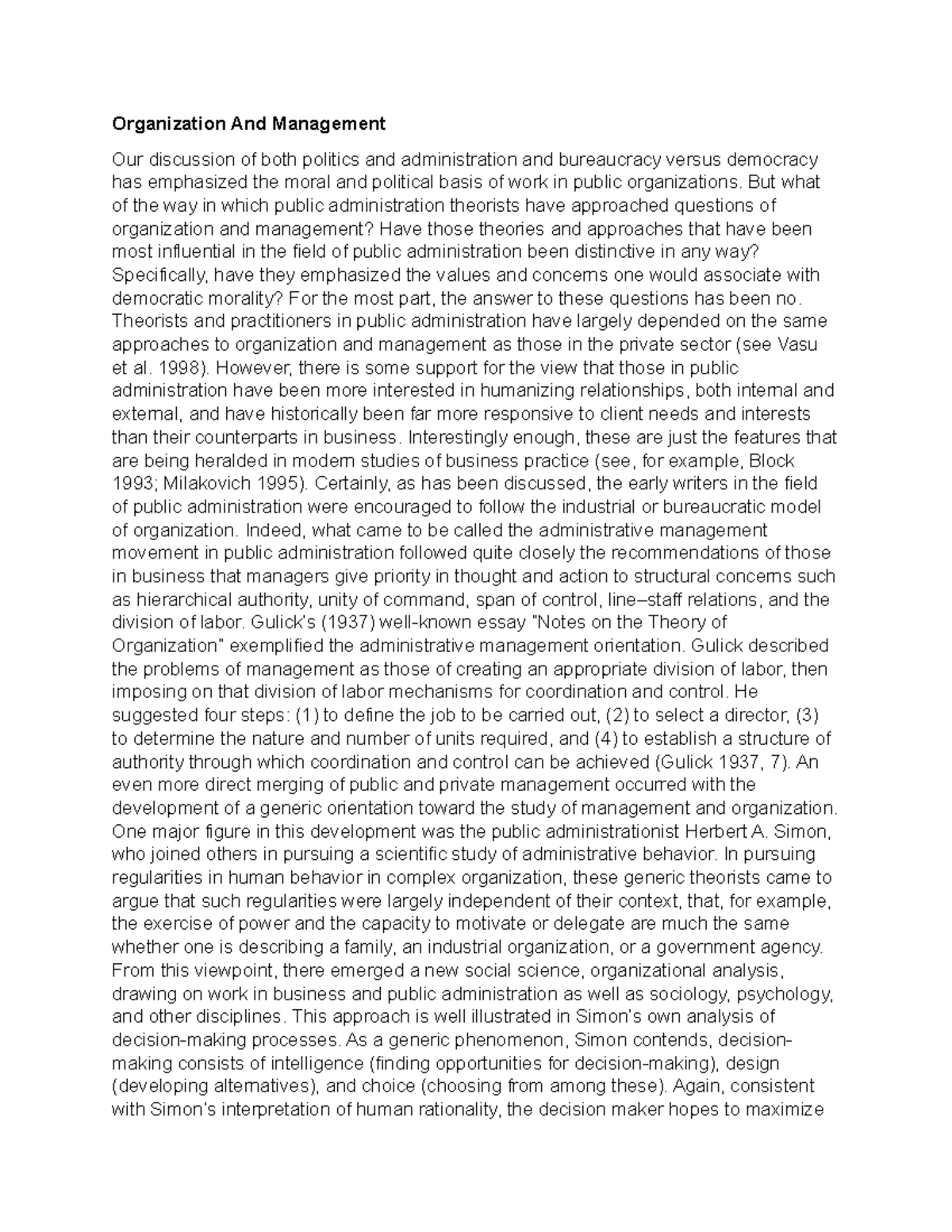 Organization And Management - But what of the way in which public ...