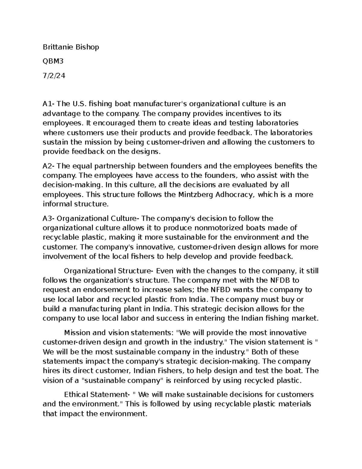 QBM3 Task 1 Passed - Brittanie Bishop QBM 7/2/ A1- The U. fishing boat ...