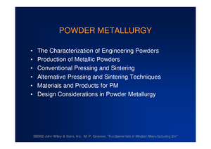 Powder Metallurgy-1 - POWDER METALLURGY The Characterization of ...