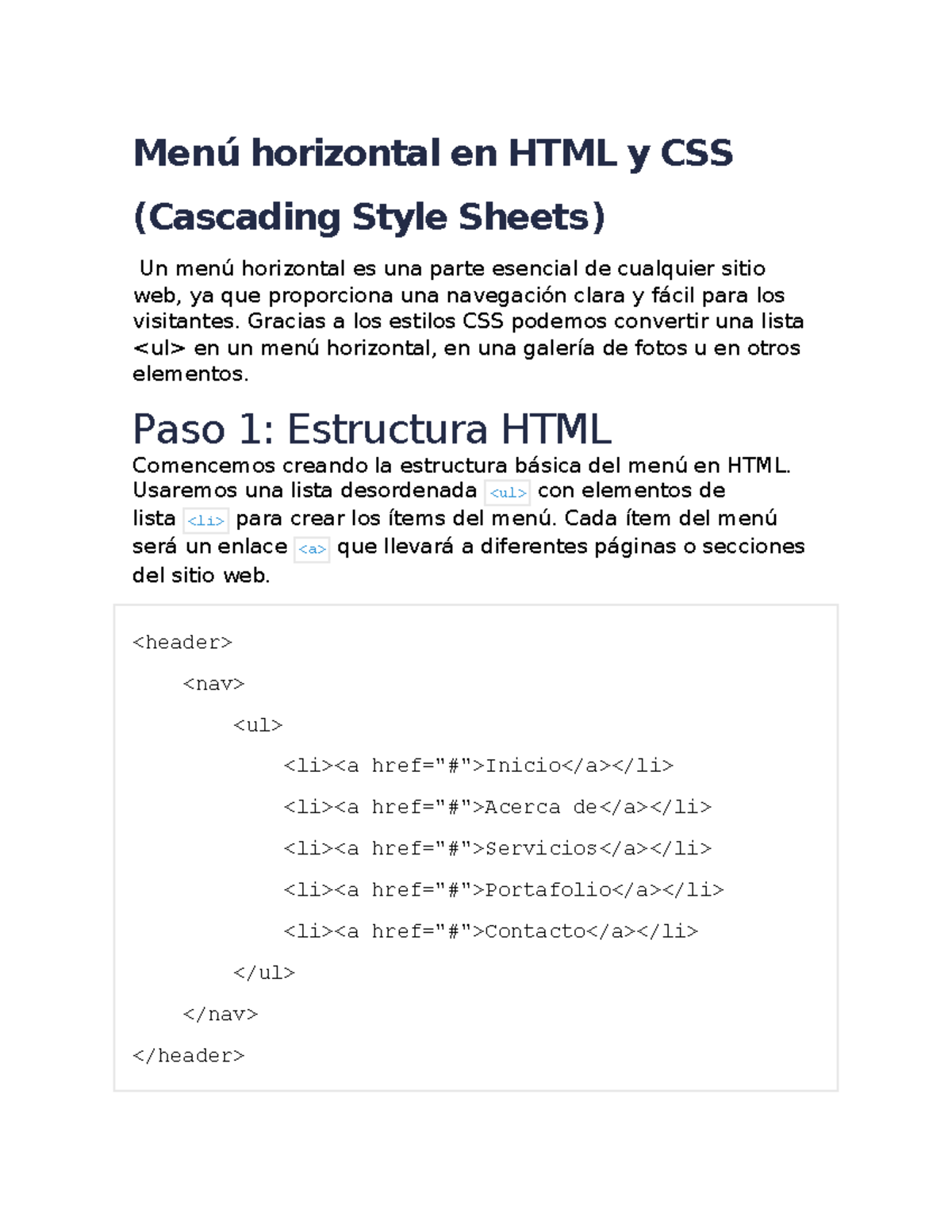 MenÚ Horizontal En Html Y Css Copia Menú Horizontal En Html Y Css Cascading Style Sheets